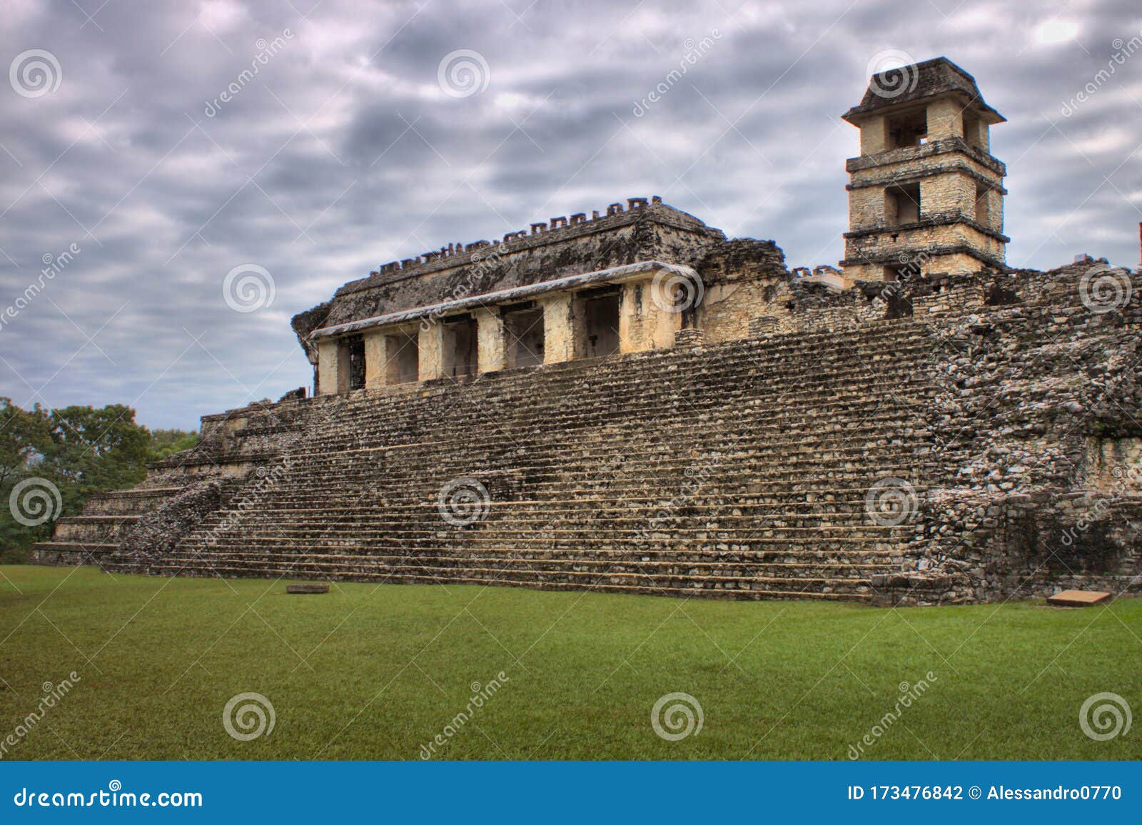 The Palace Complex in Palenque Stock Photo - Image of archaeology, city ...
