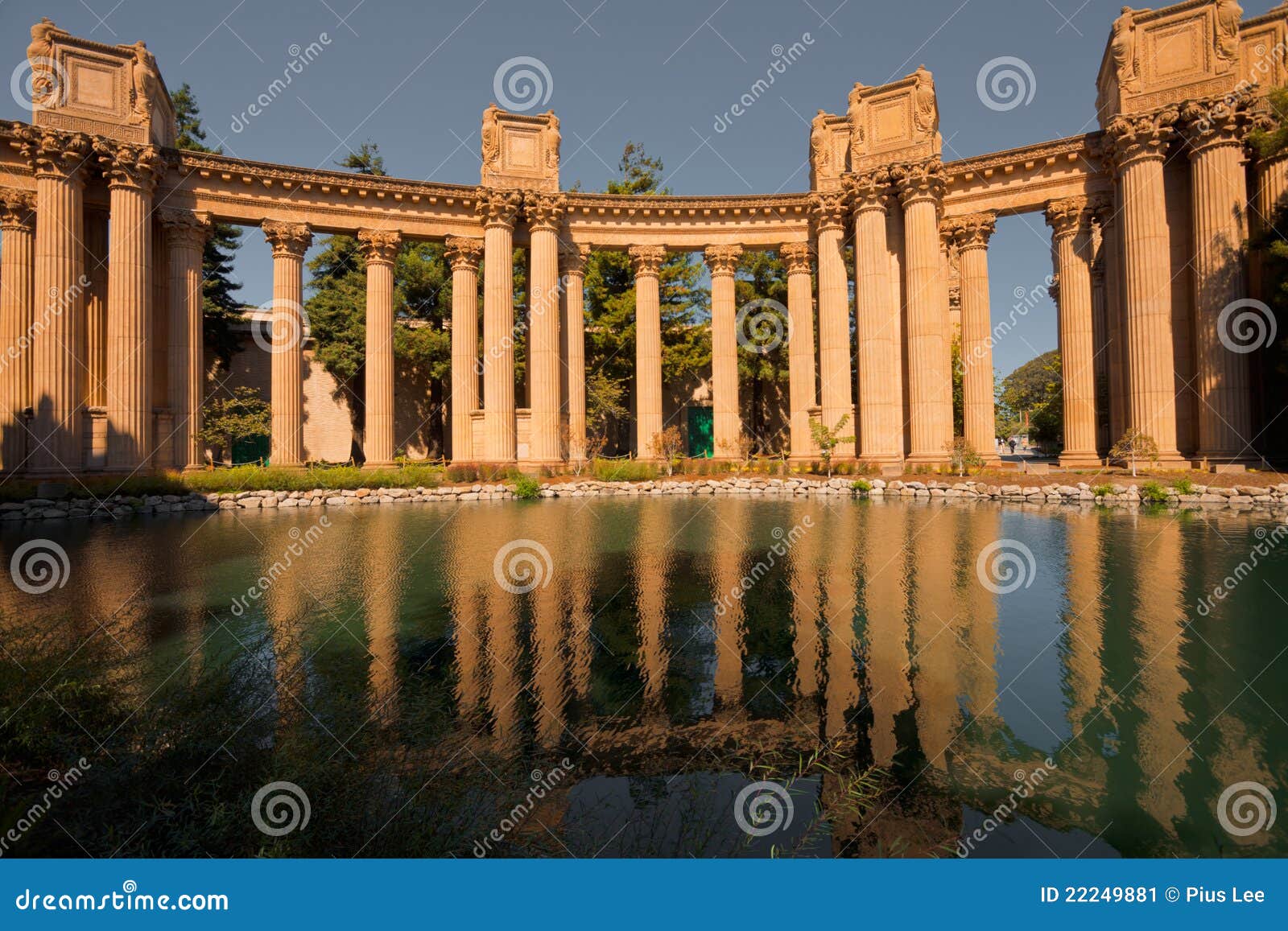 Palace Fine Arts Columns Reflection Stock Image - Image of scenery ...