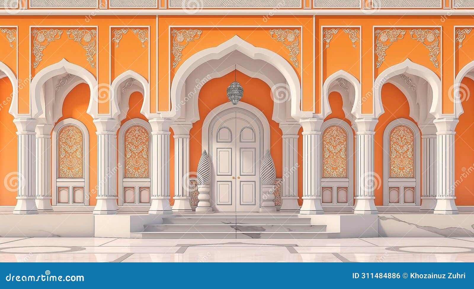 A Palace in the Form of a Structure with White Door and Window 3D ...