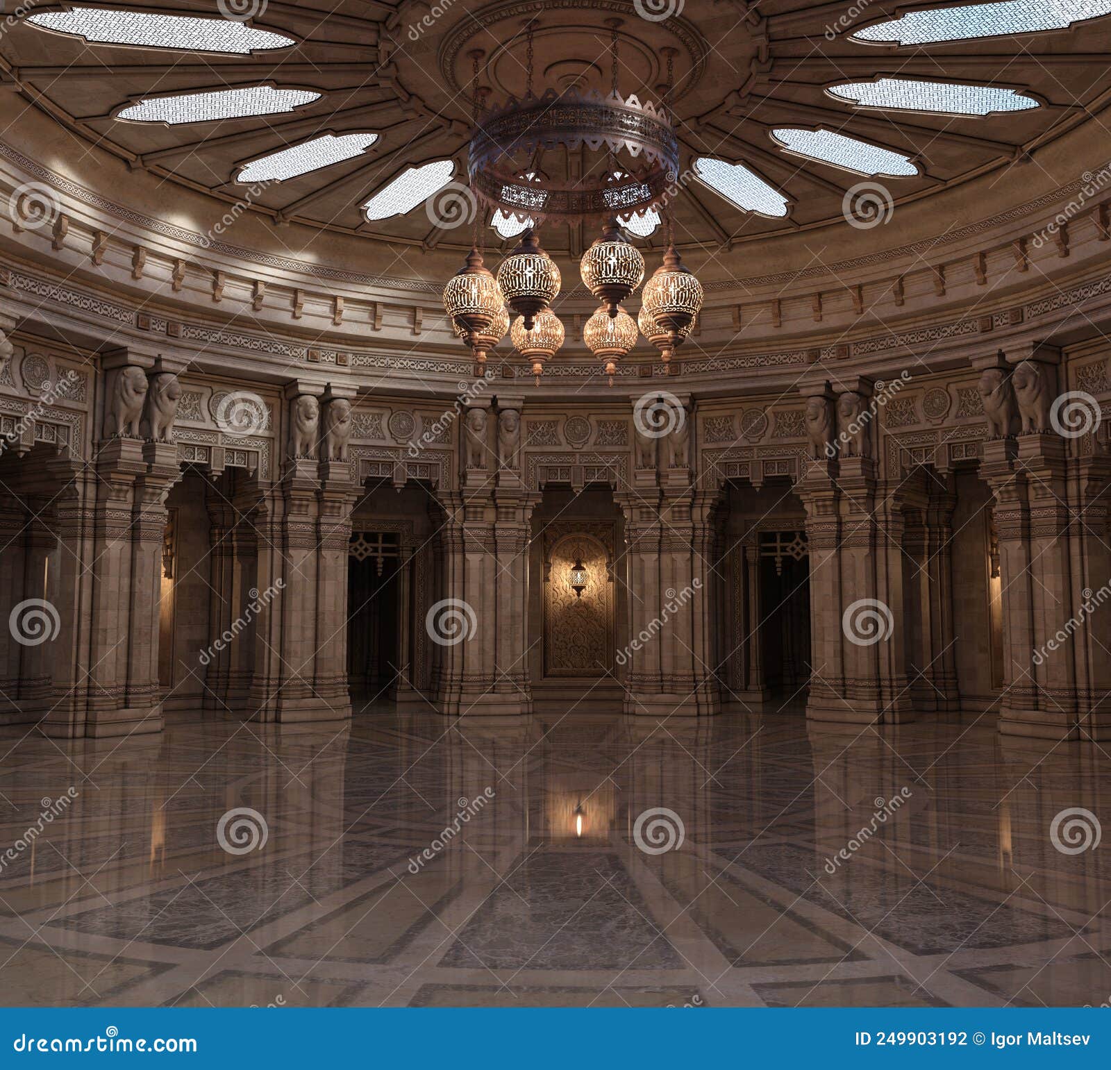 Palace Hall Interior with Dome Roof Stock Illustration - Illustration ...