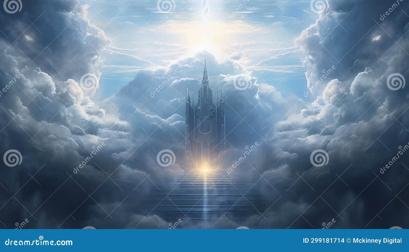 Heavenly Scene in the Clouds of a Palace. Stock Illustration ...