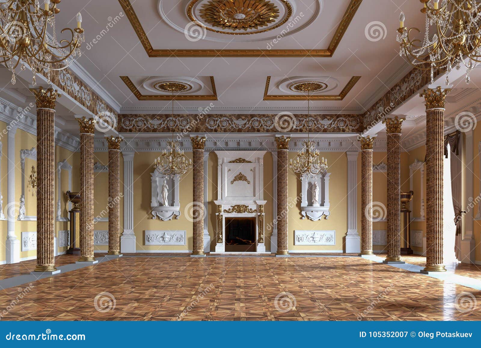 Classic Palace Wooden Door, Marble White Pillars, Entrance Portal ...