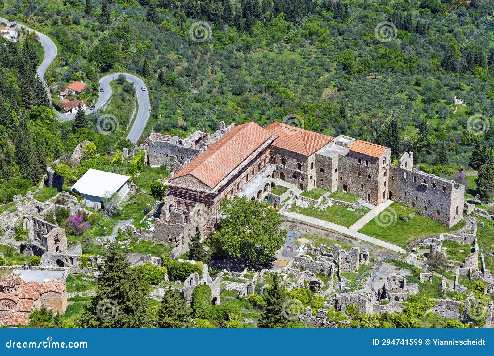 Palace of Medieval Mystras Castle, in Greece Stock Image - Image of ...