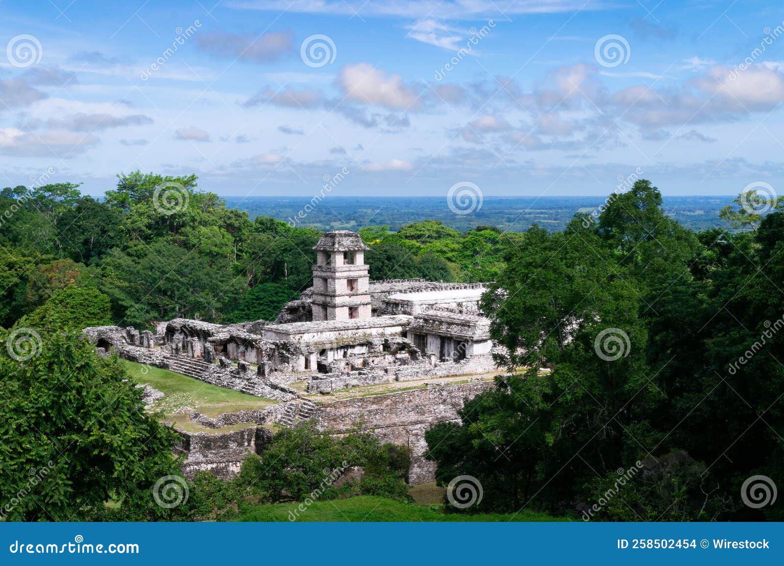 Palace at the Palenque Archaeological Site, Mexico Stock Photo - Image ...