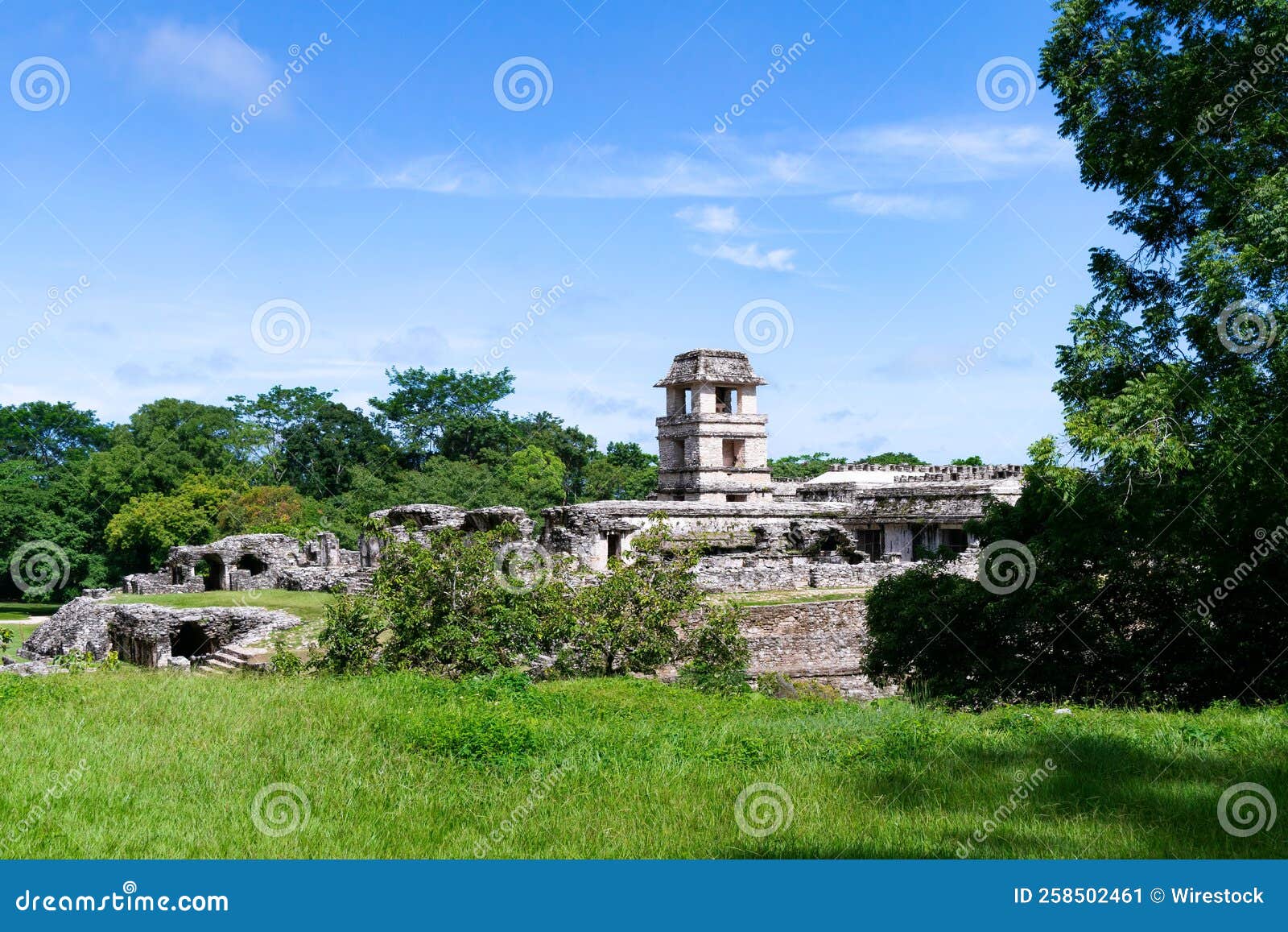 Palace at the Palenque Archaeological Site, Mexico Stock Image - Image ...