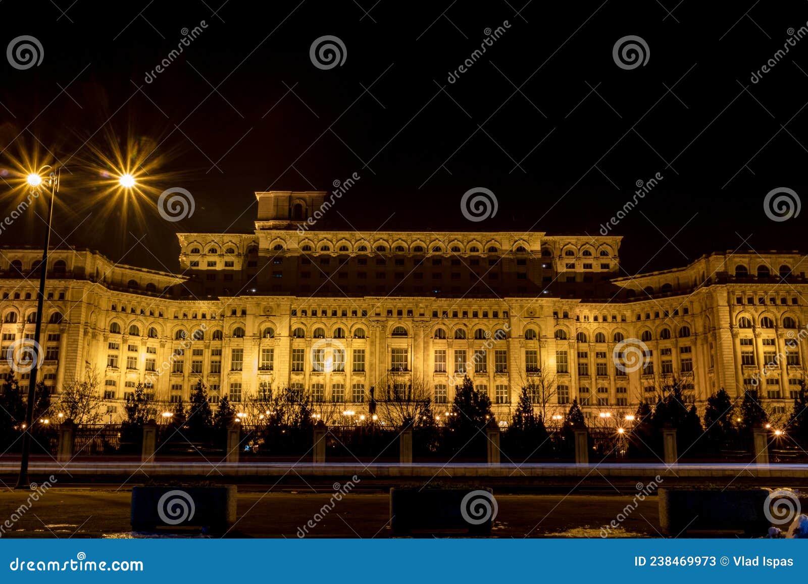 Palace of Parliament at Night Time, Bucharest, Romania Stock Image ...