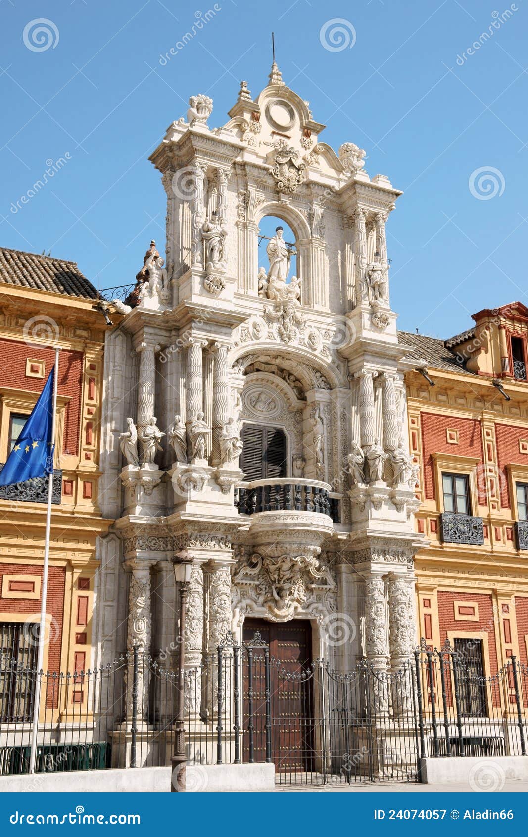 Palace of San Telmo in Seville Stock Image - Image of statue, spain ...