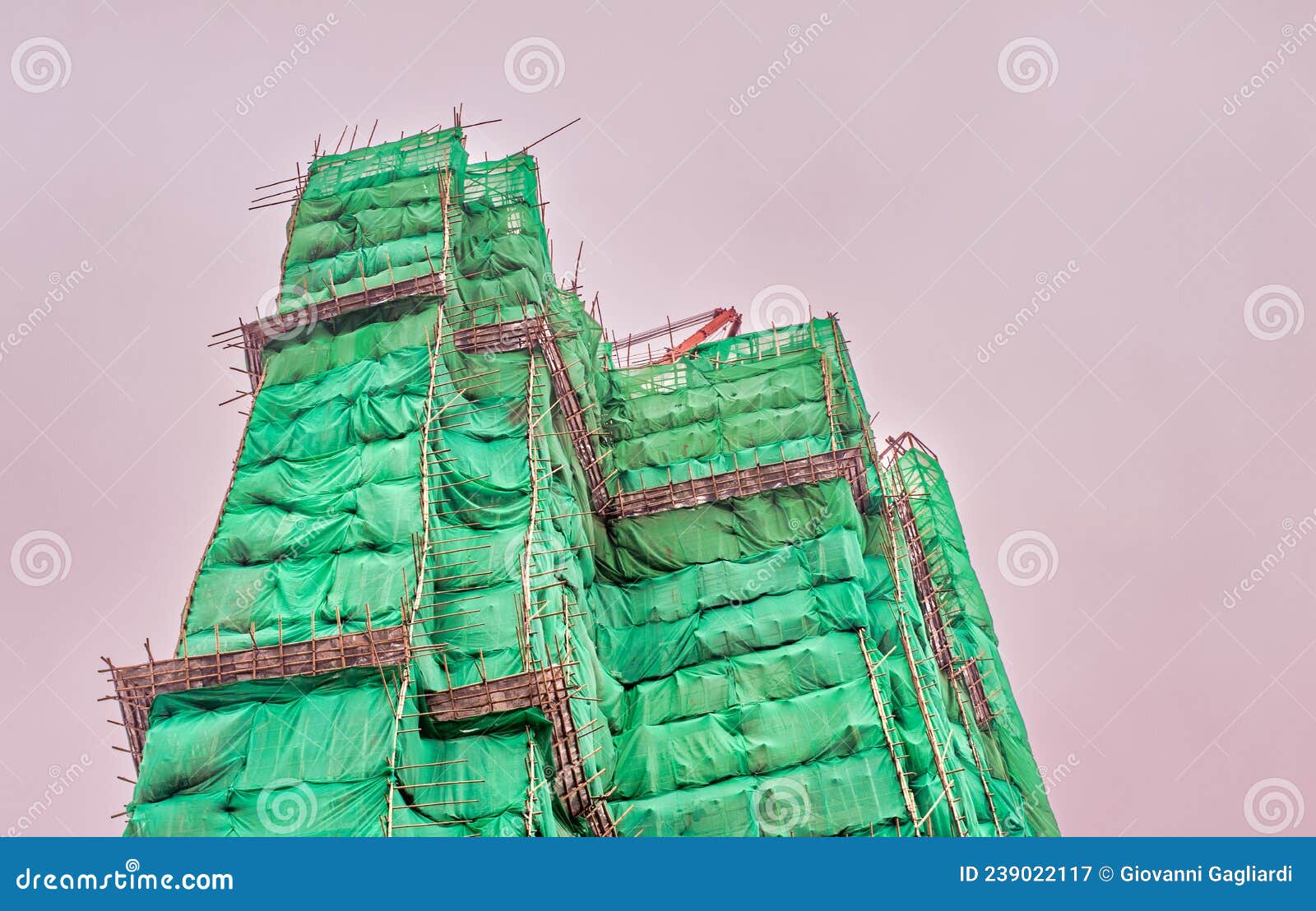 Palace Under Contruction Wrapped by Scaffolding and Sheets Against ...