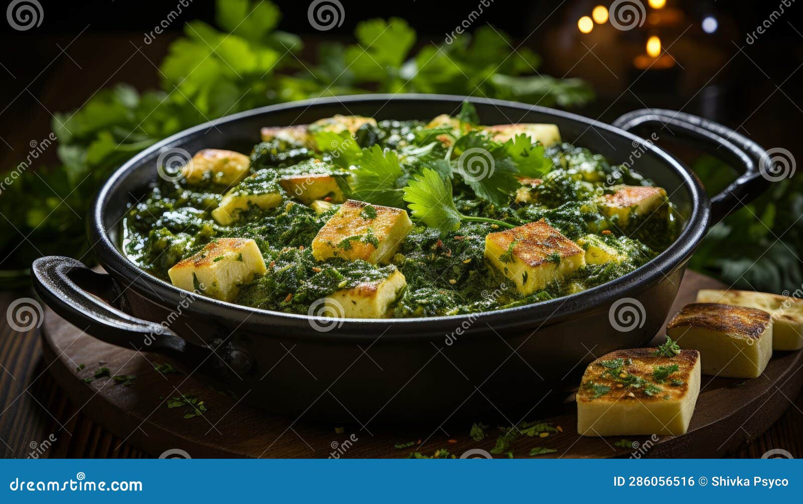 Saag Paneer On Plate, White Background. Generative AI Stock Photo ...