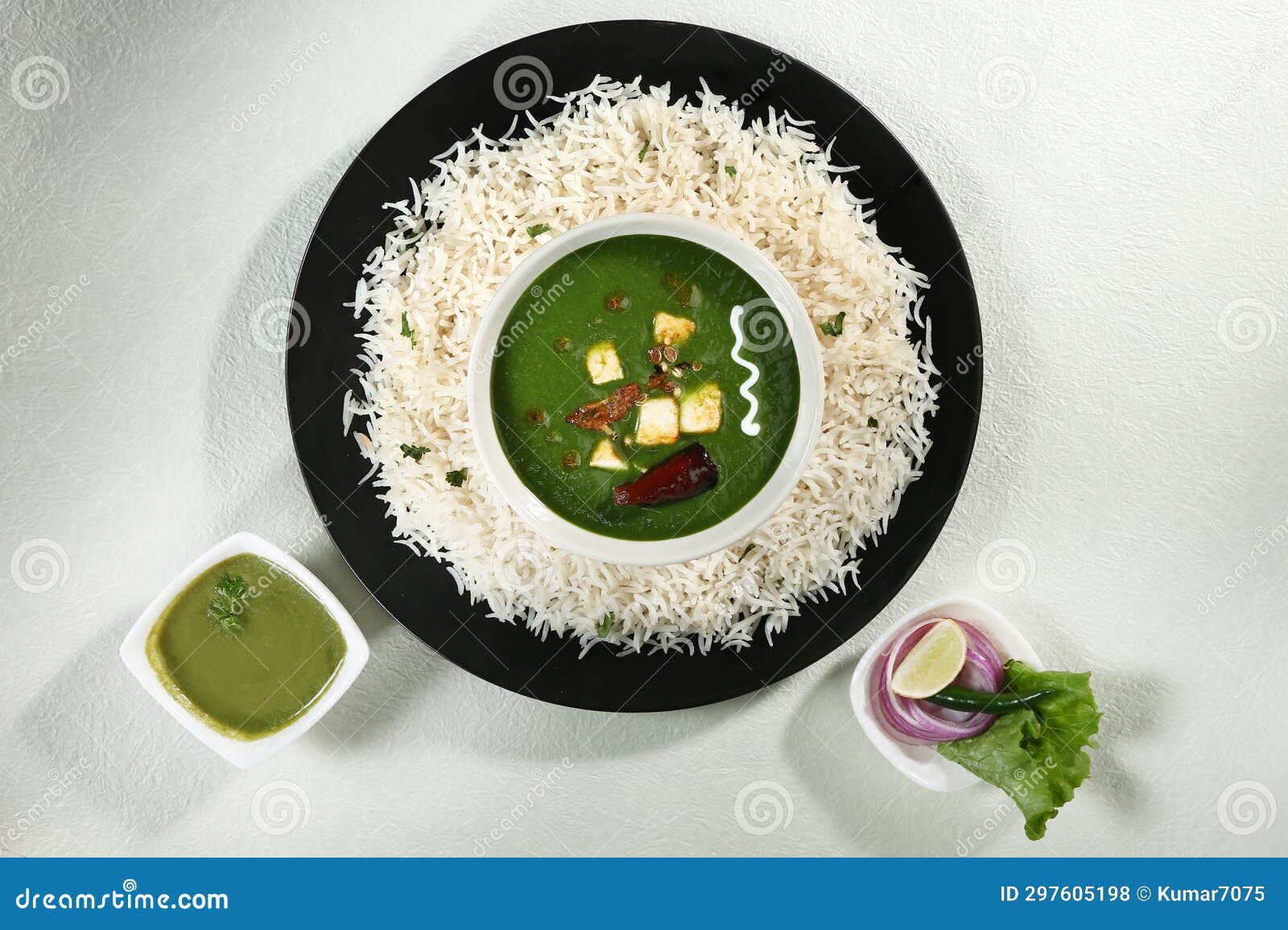 Palak Paneer and Rice, Indian Dish Stock Photo - Image of cheese, chili ...