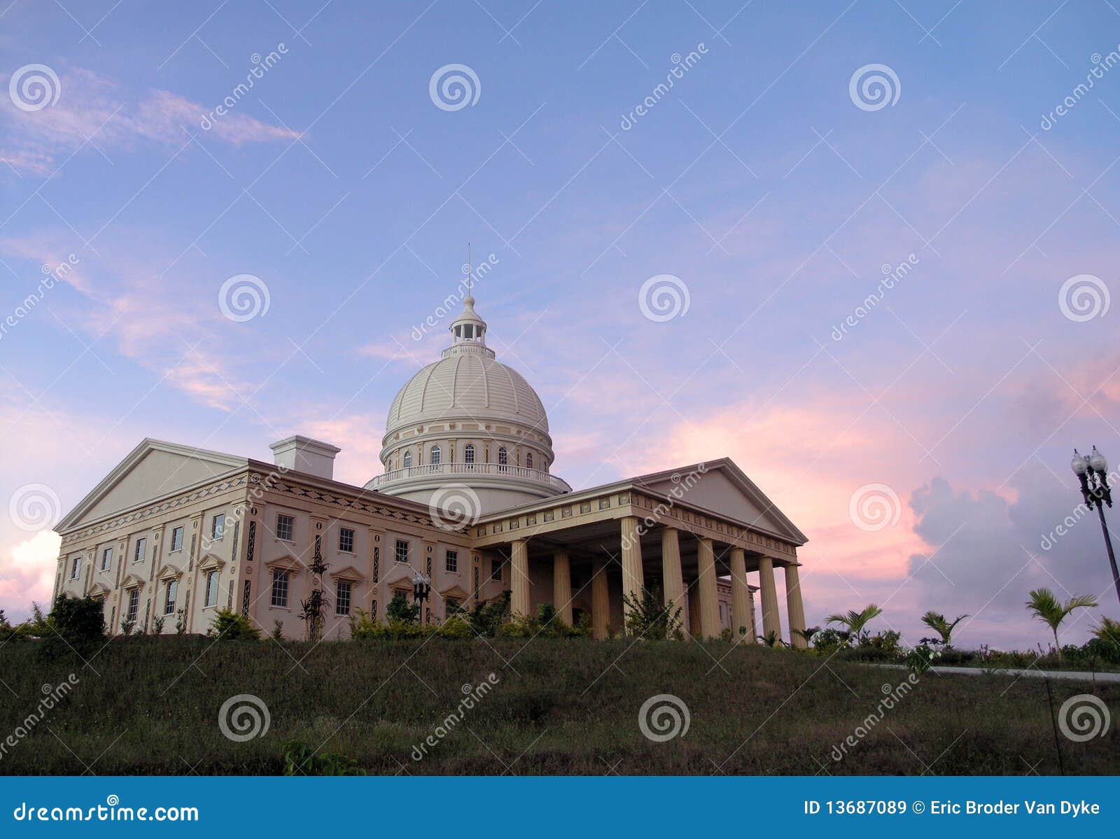 Palau Capitol Building at Sunset Stock Image - Image of landmark, place ...