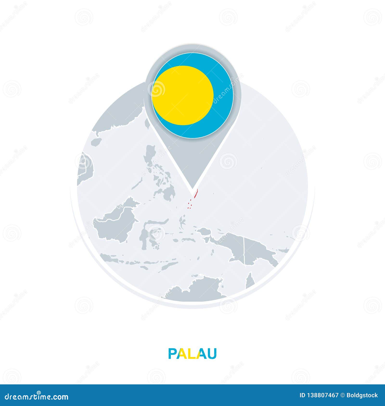 Palau Map and Flag, Vector Map Icon with Highlighted Palau Stock Vector ...