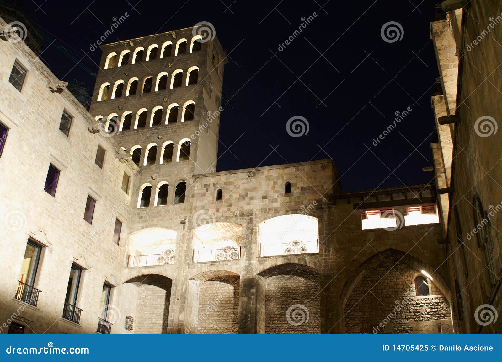 Palau Reial Major at night stock image. Image of travel - 14705425