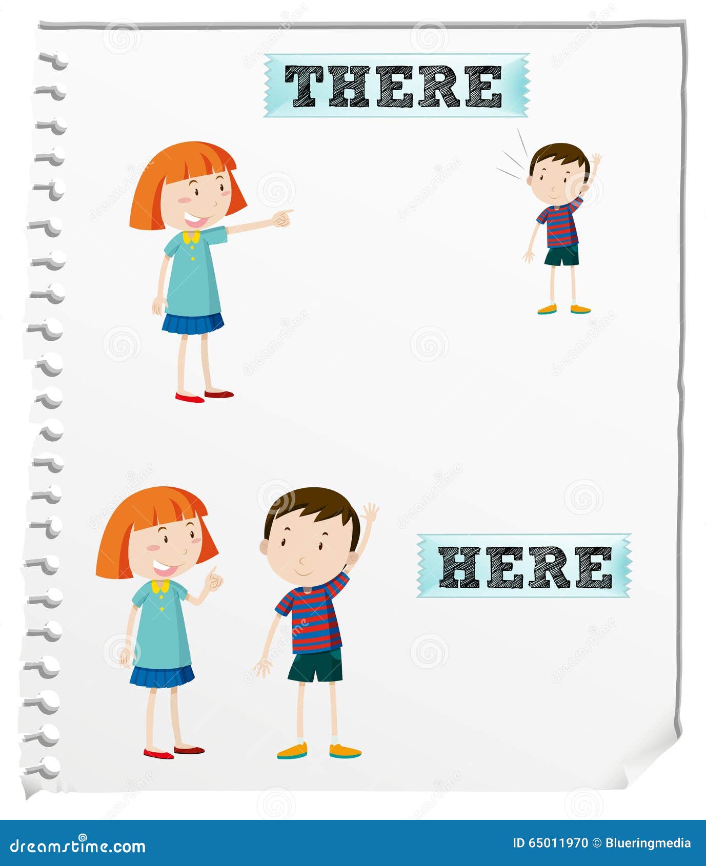 Palavras Opostas Aqui E Ali Ilustração do Vetor - Ilustração de fraseio ...