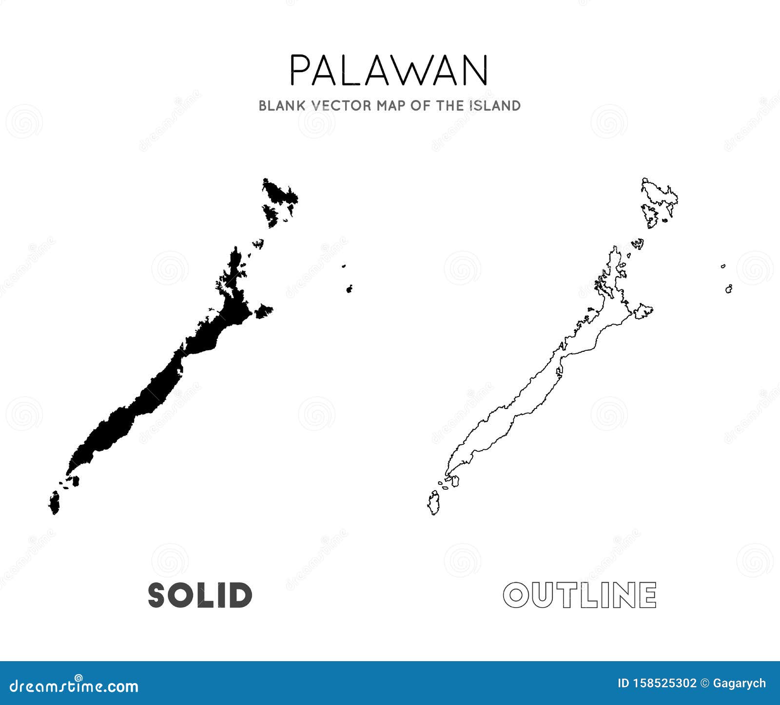 Palawan map. stock vector. Illustration of island, detailed - 158525302