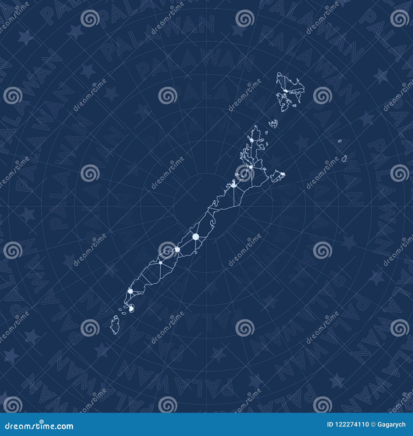 Palawan Network, Constellation Style Island Map. Stock Vector ...