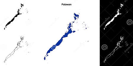 Palawan outline map stock vector. Illustration of silhouette - 323860980