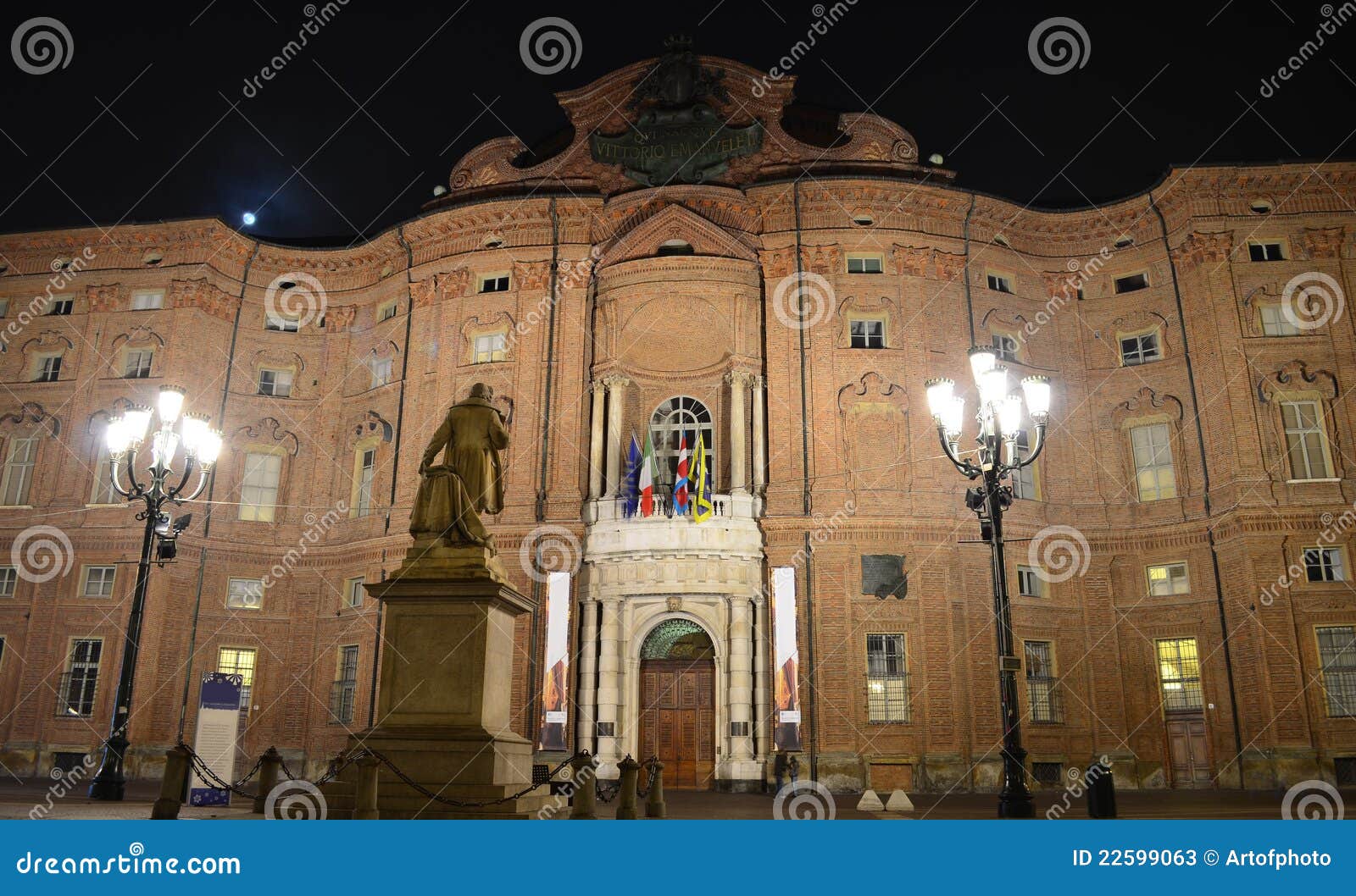 Palazzo Carignano in Turin at Night Stock Image - Image of frame, night ...