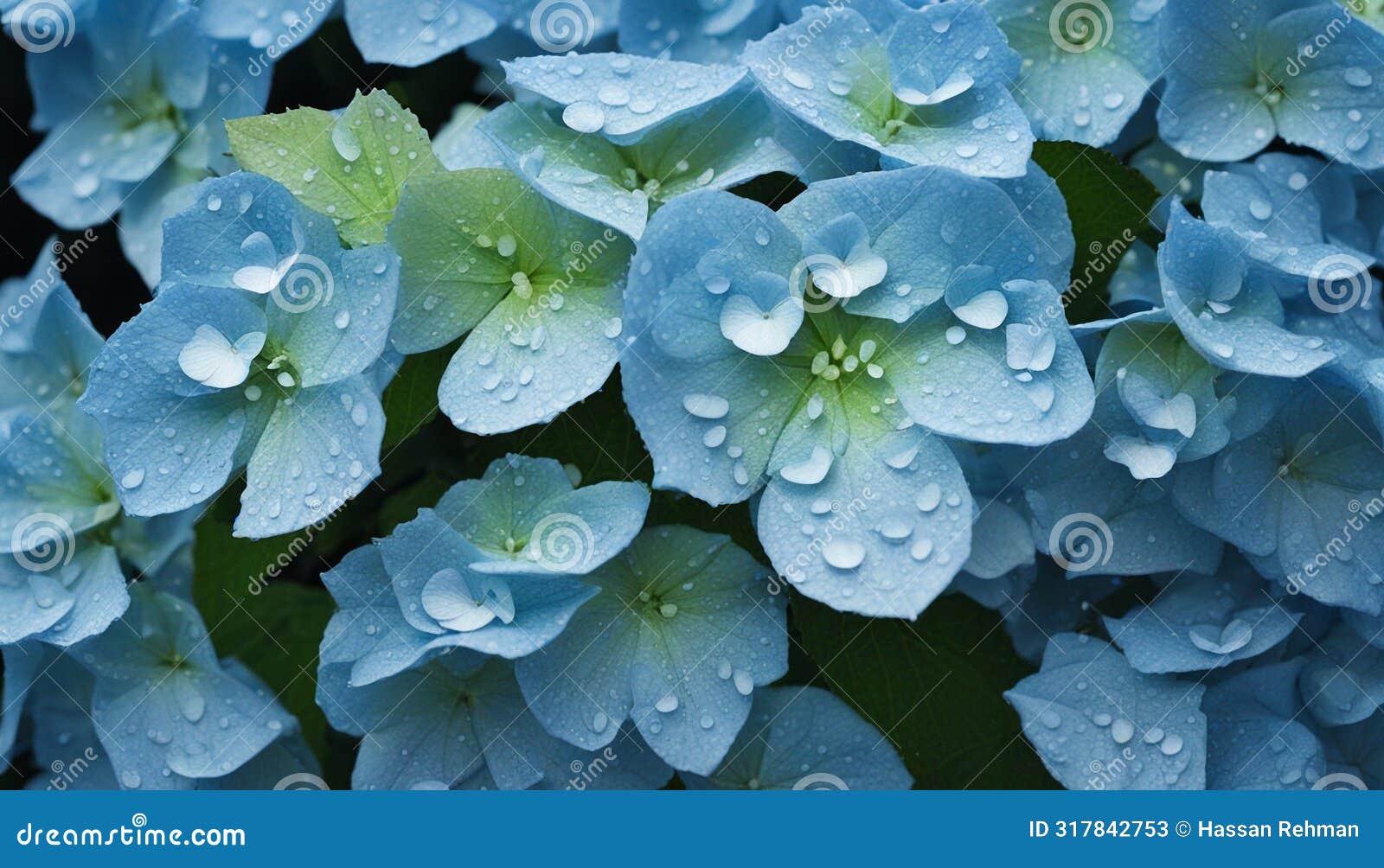 Pale Blue Hydrangea Wet in the Rain of Rainy Season Stock Illustration ...