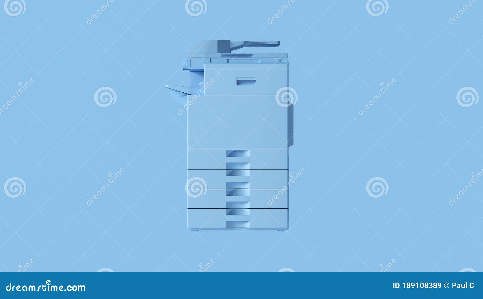 Pale Blue Office Large Printer Stock Illustration - Illustration of ...