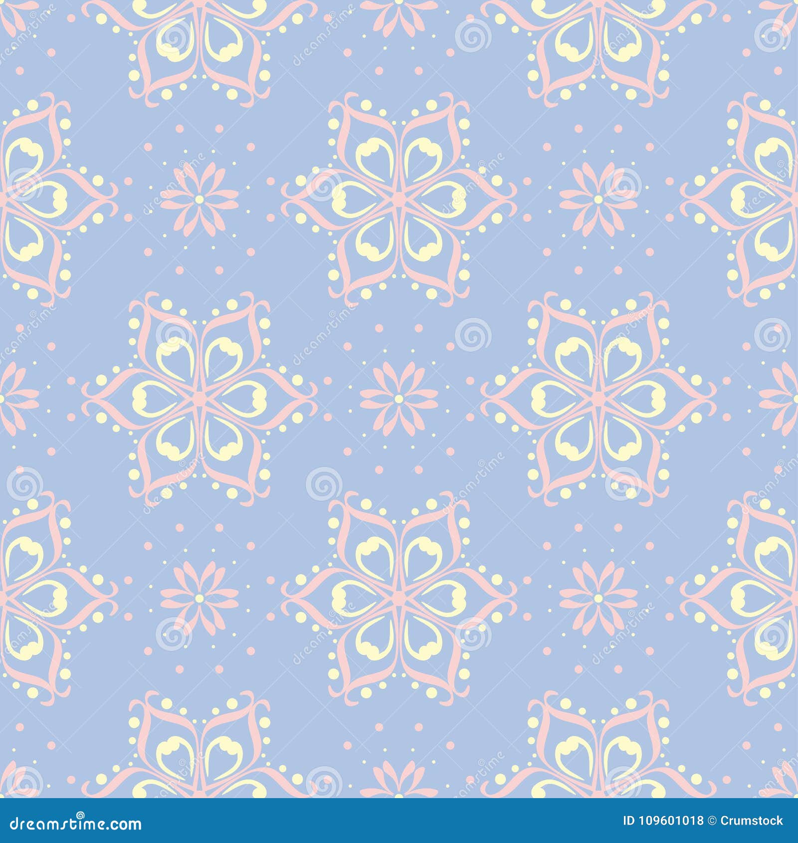 Pale Blue Seamless Background. Floral Pattern Stock Vector ...