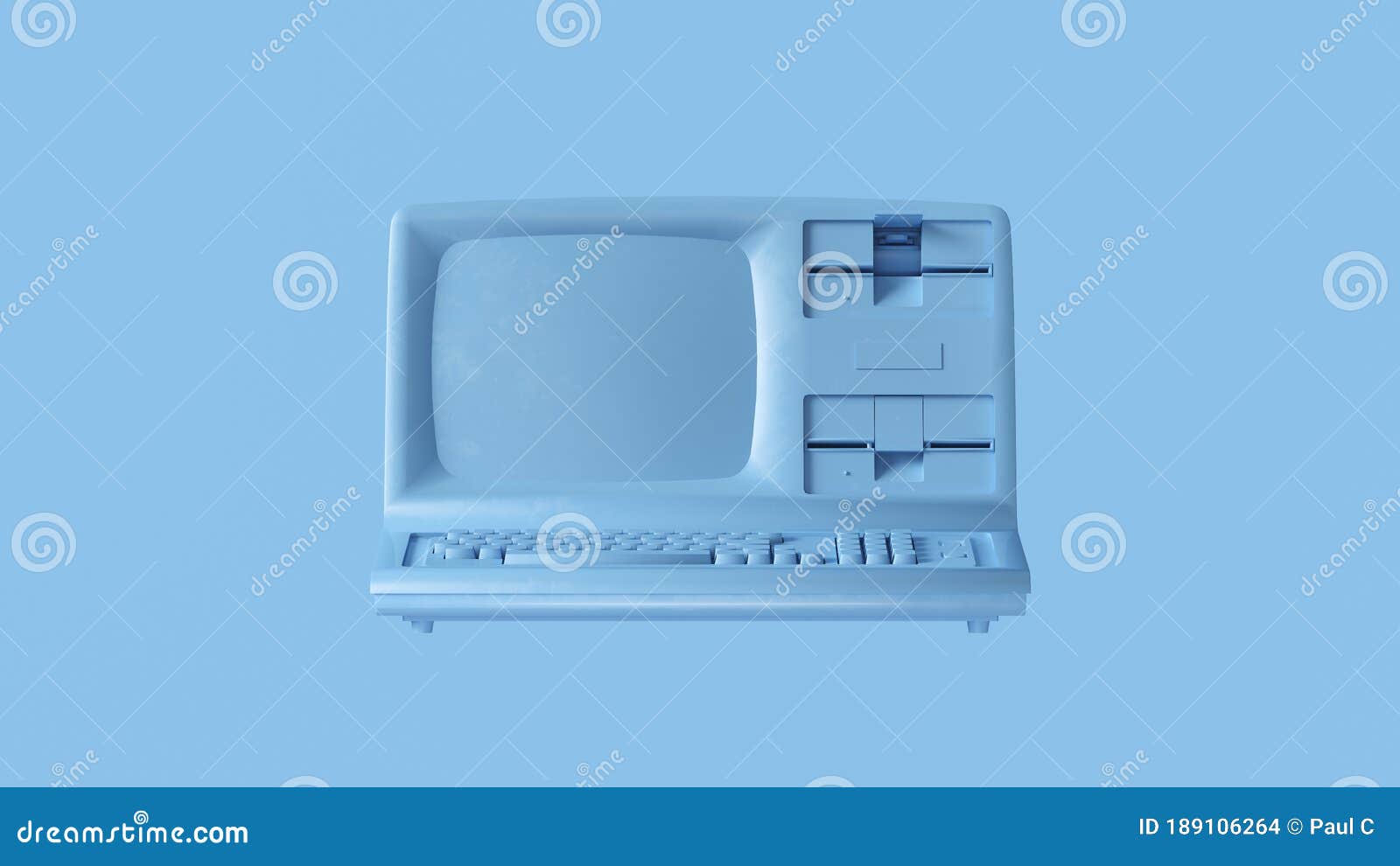 Pale Blue Vintage Computer stock illustration. Illustration of floppy ...