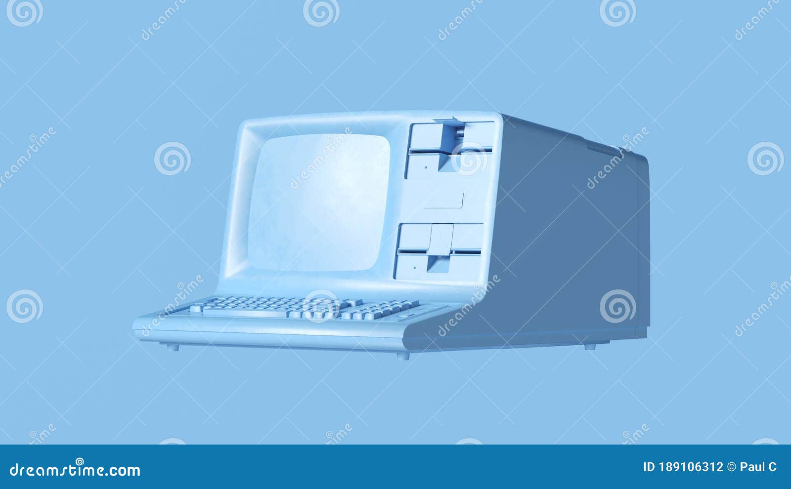 Pale Blue Vintage Computer stock illustration. Illustration of color ...