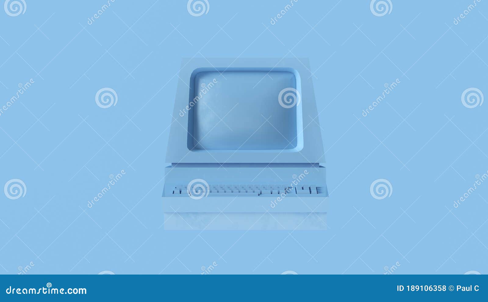 Pale Blue Vintage Computer stock illustration. Illustration of angle ...