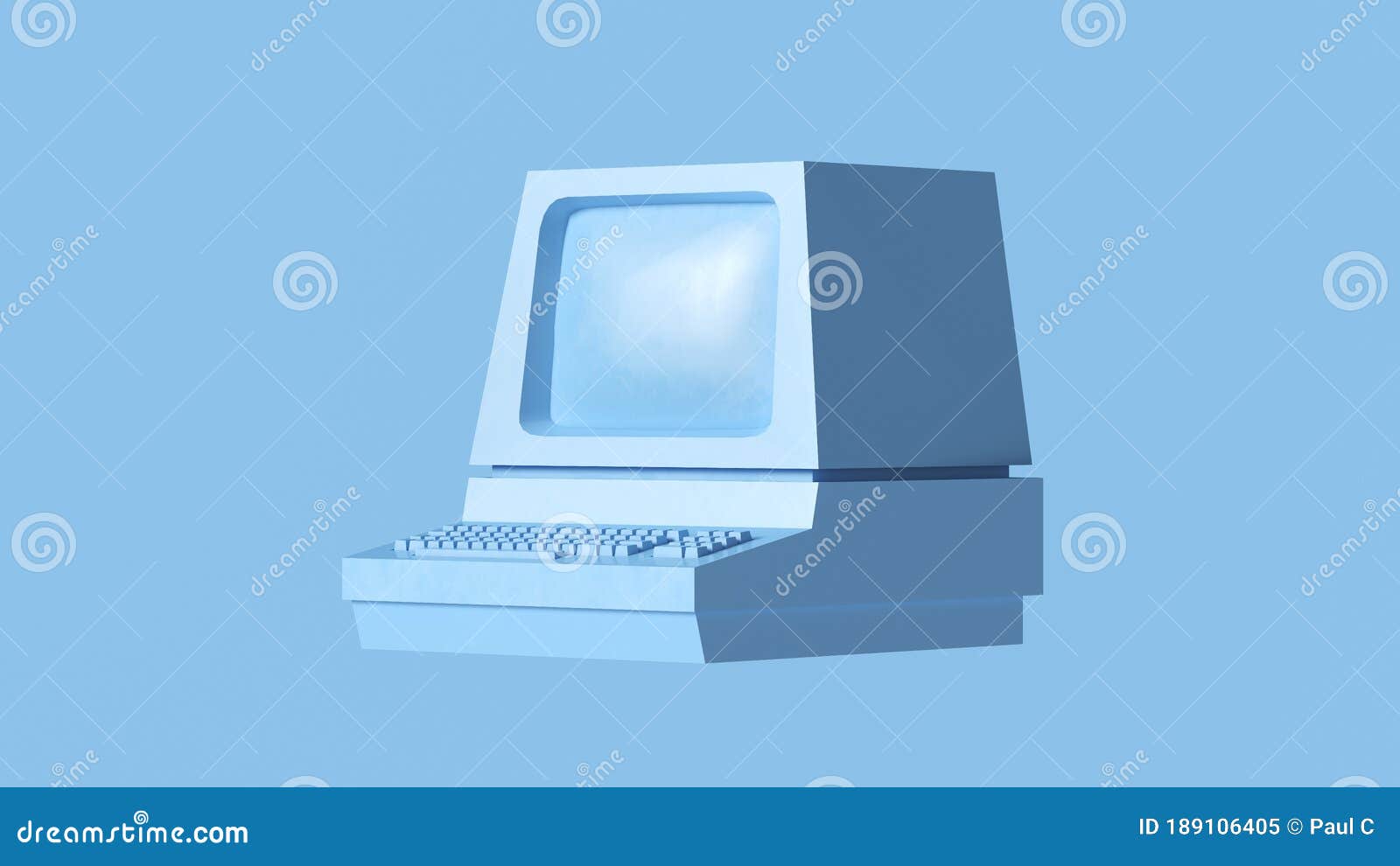 Pale Blue Vintage Computer stock illustration. Illustration of desktop ...
