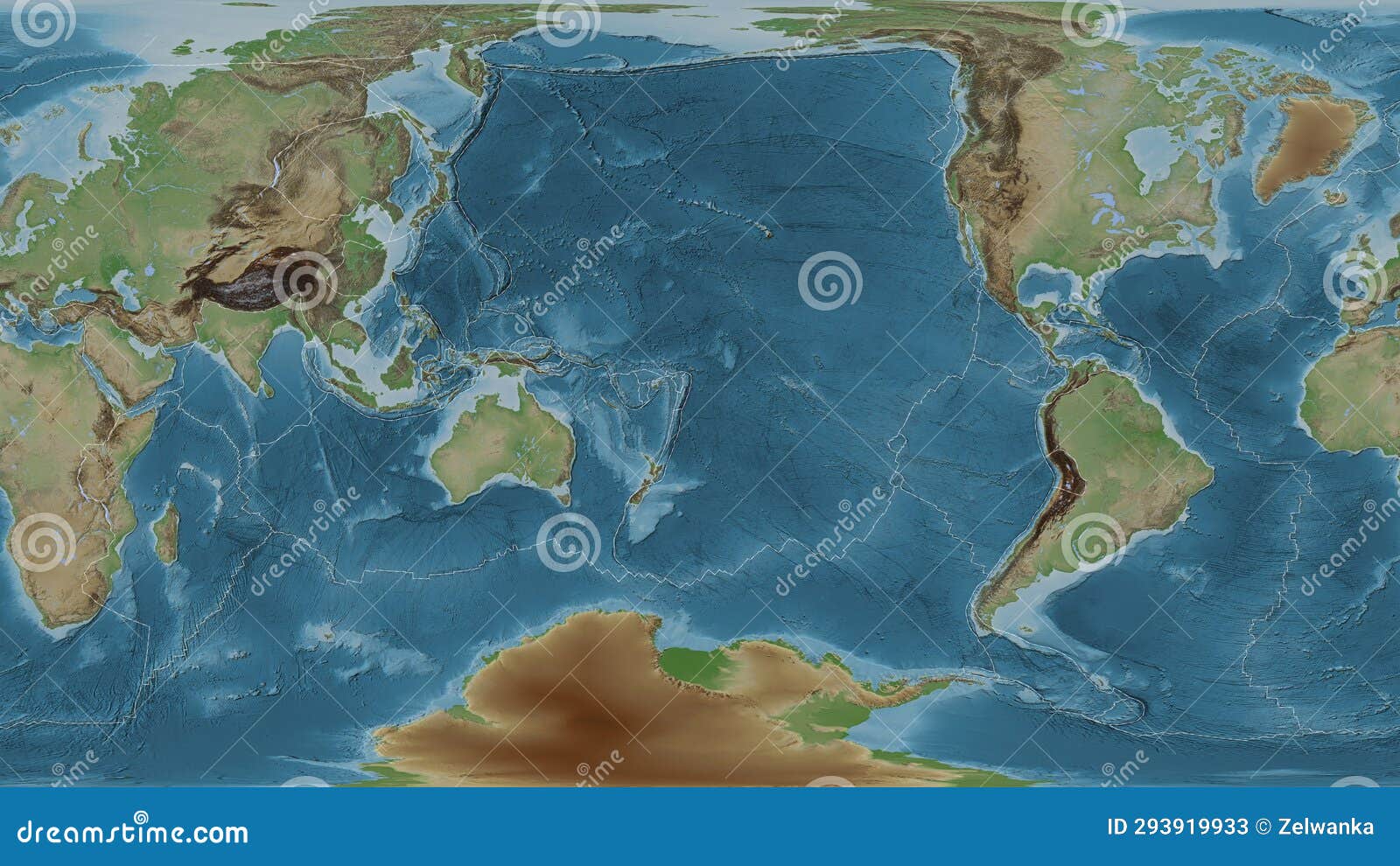 Tonga Plate - Global Map. Patterson Cylindrical. Topografic Stock ...