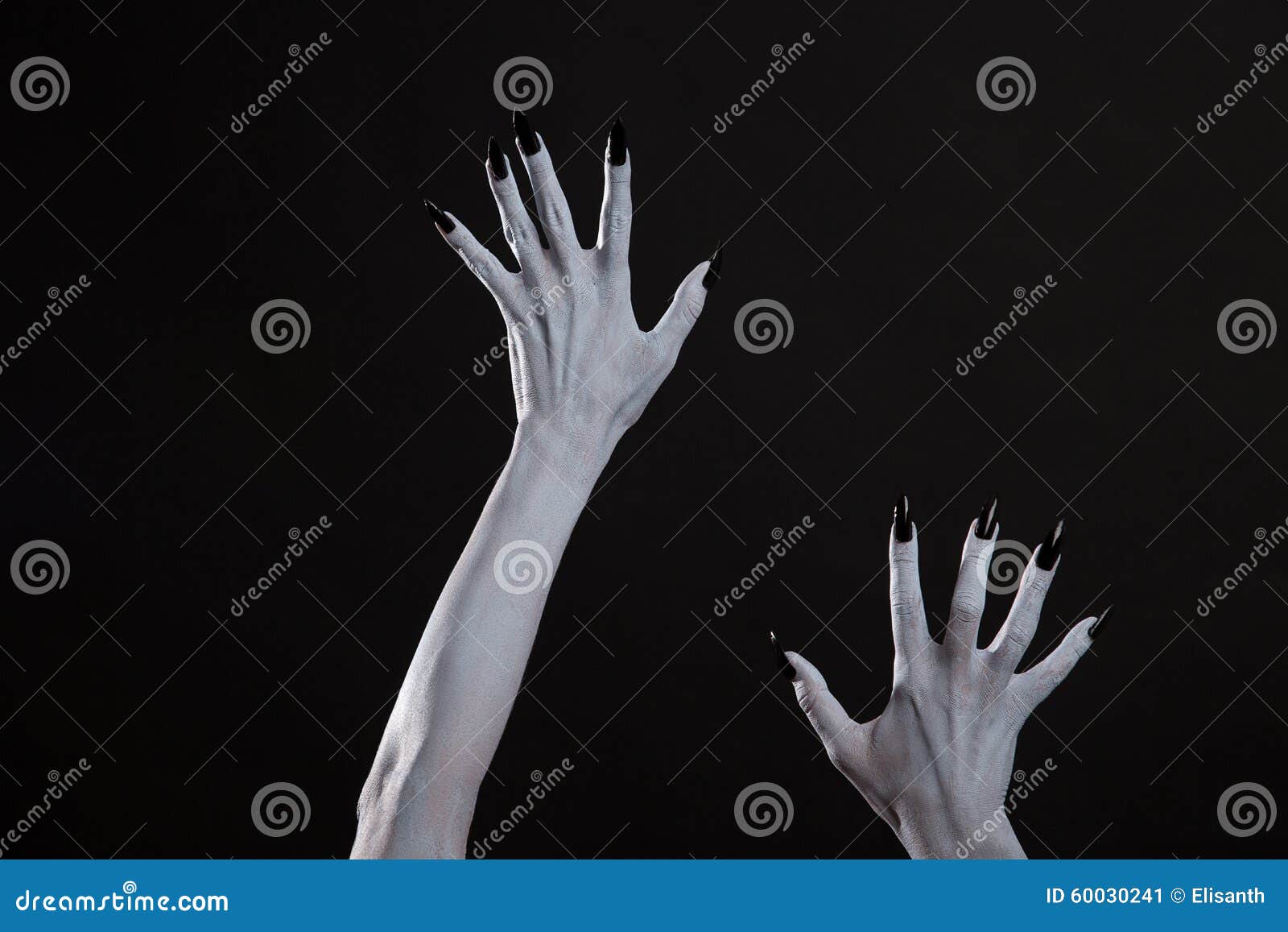 Pale Ghost or Witch Hands with Sharp Black Nails Stock Image - Image of ...