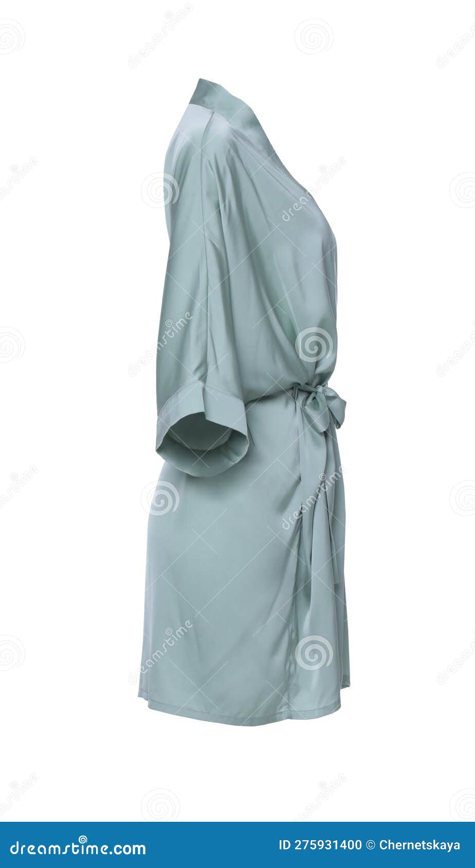 Pale Green Silk Bathrobe Isolated on White, Side View Stock Photo ...