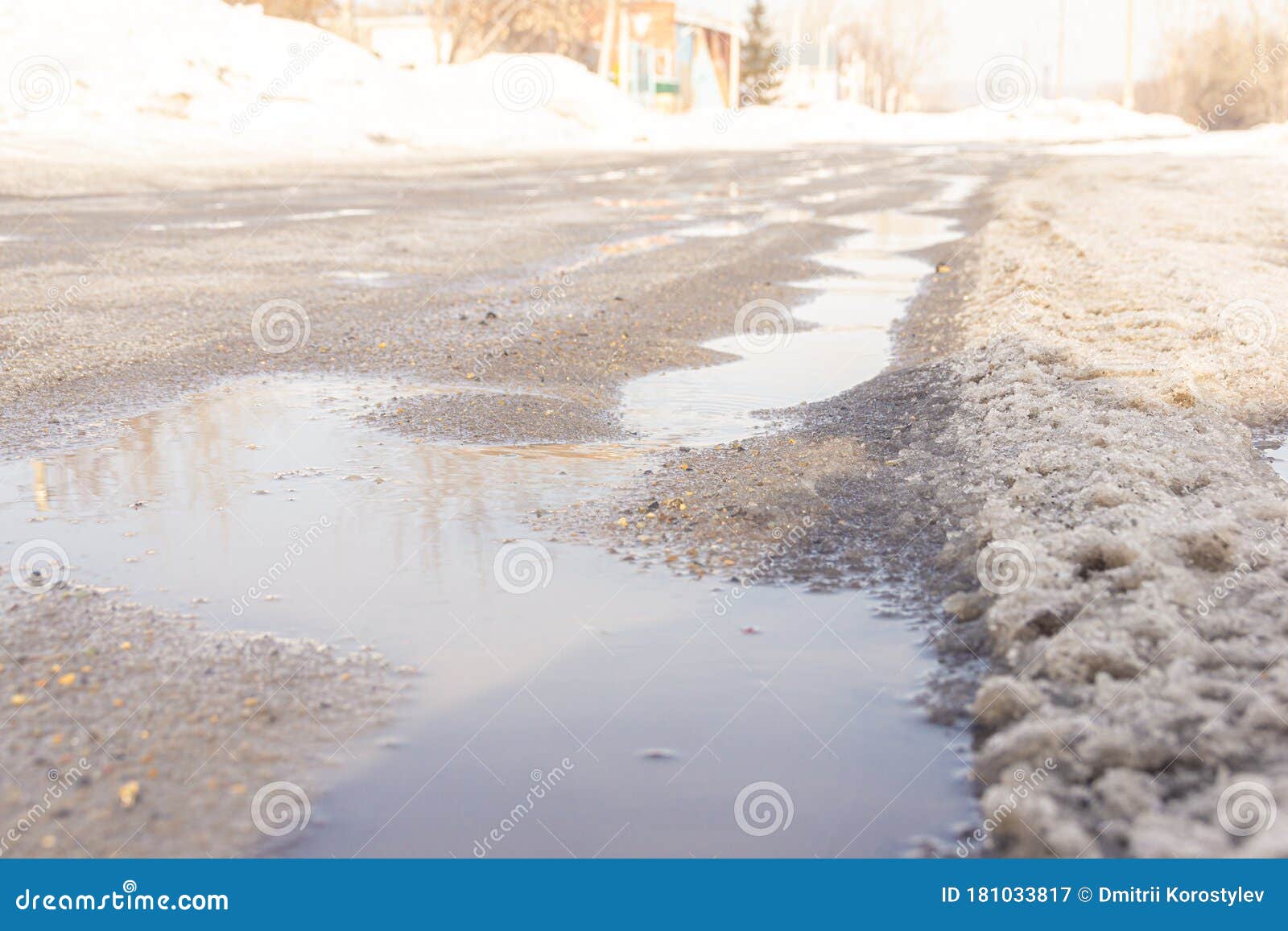 Spring Streams From Melting Snow Flow Over The Surface Of The Earth Due ...