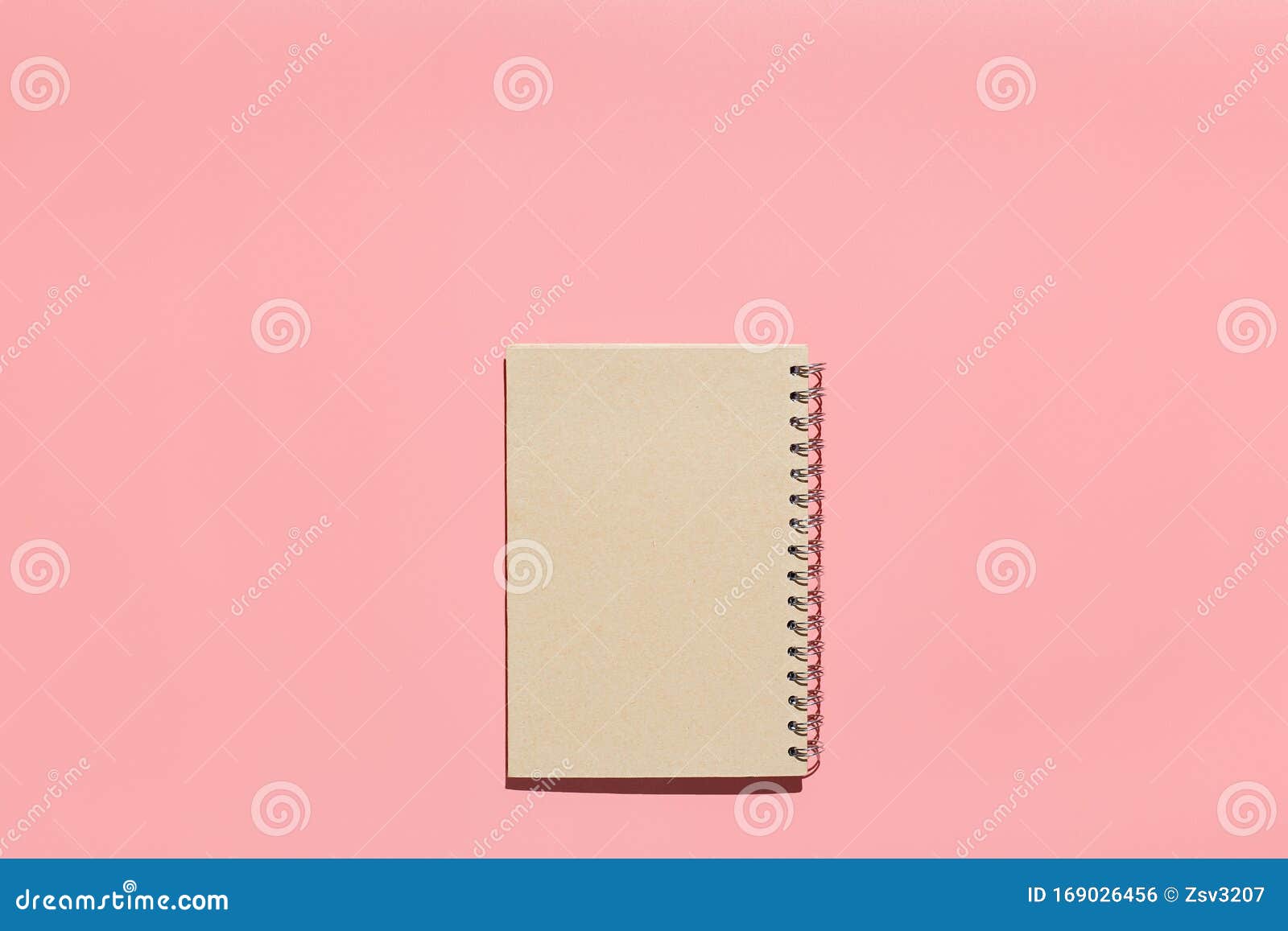 Pale Notebook on Pink Background. Flat Lay Composition Stock Photo ...