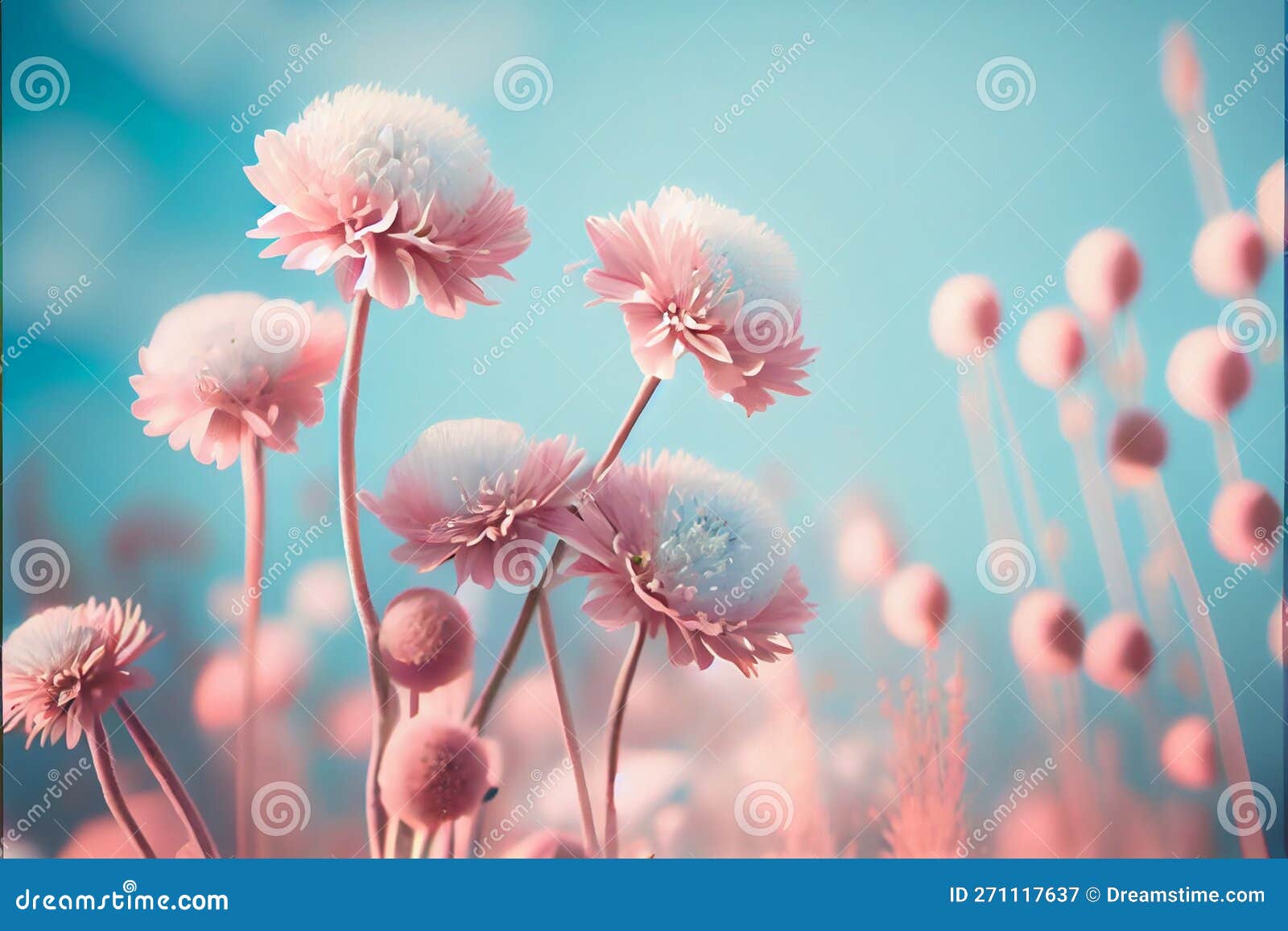 Pale Pink Pampas Grass Over Sky . AI Generated Stock Illustration ...