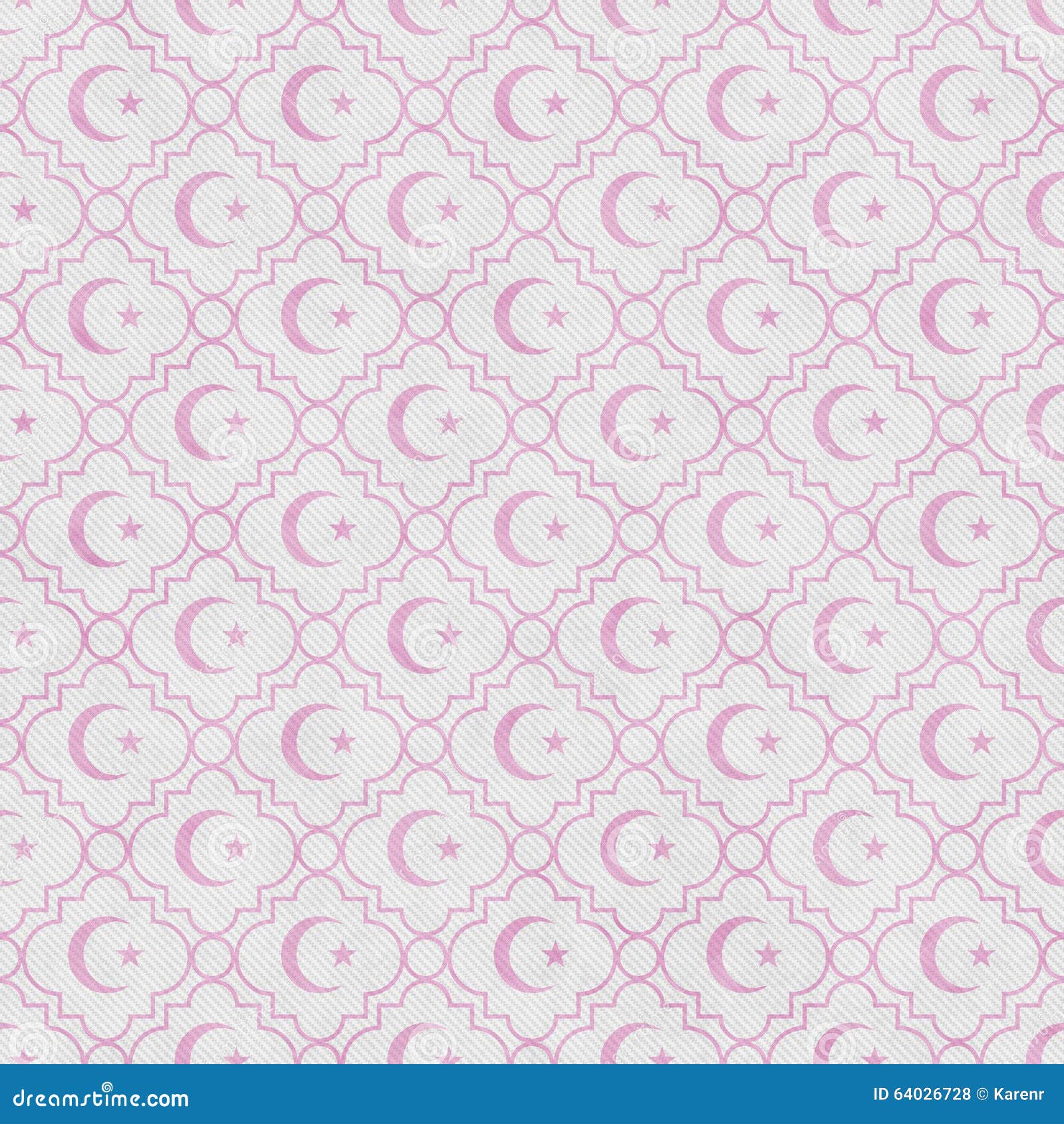 Pale Pink and White Star and Crescent Symbol Tile Pattern Repeat Stock ...