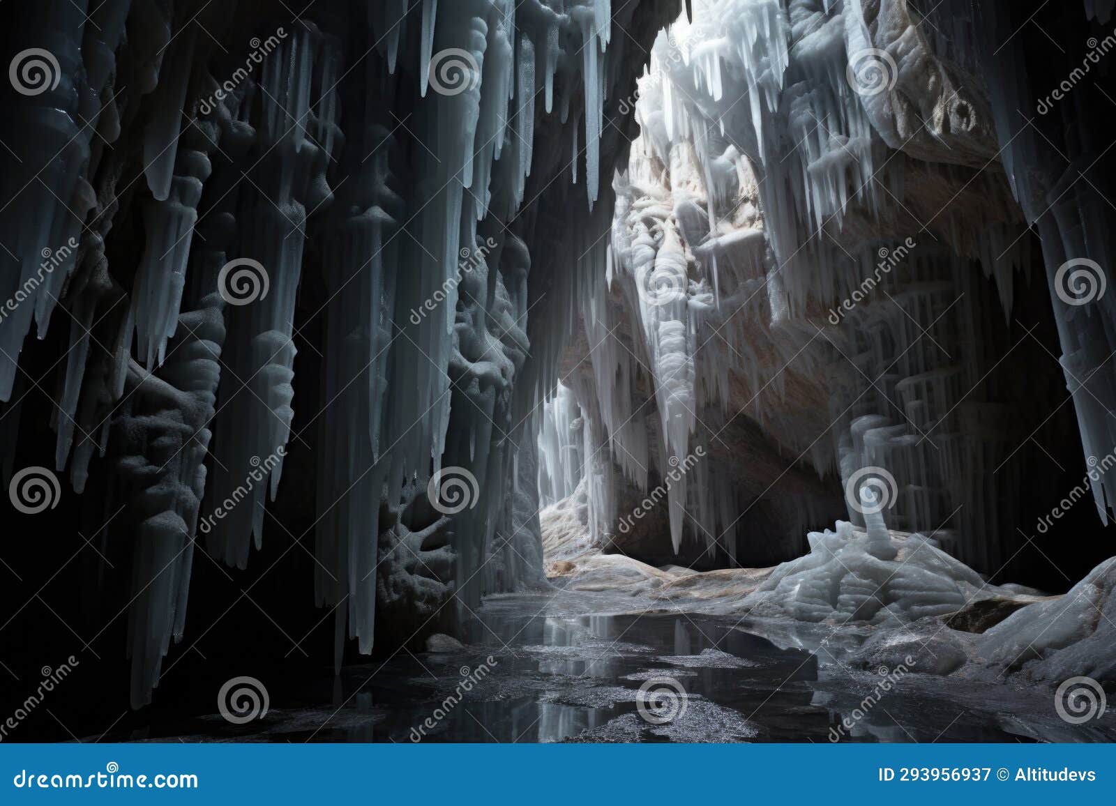 Pale Quartz Formations within a Dark Cave Stock Image - Image of rock ...