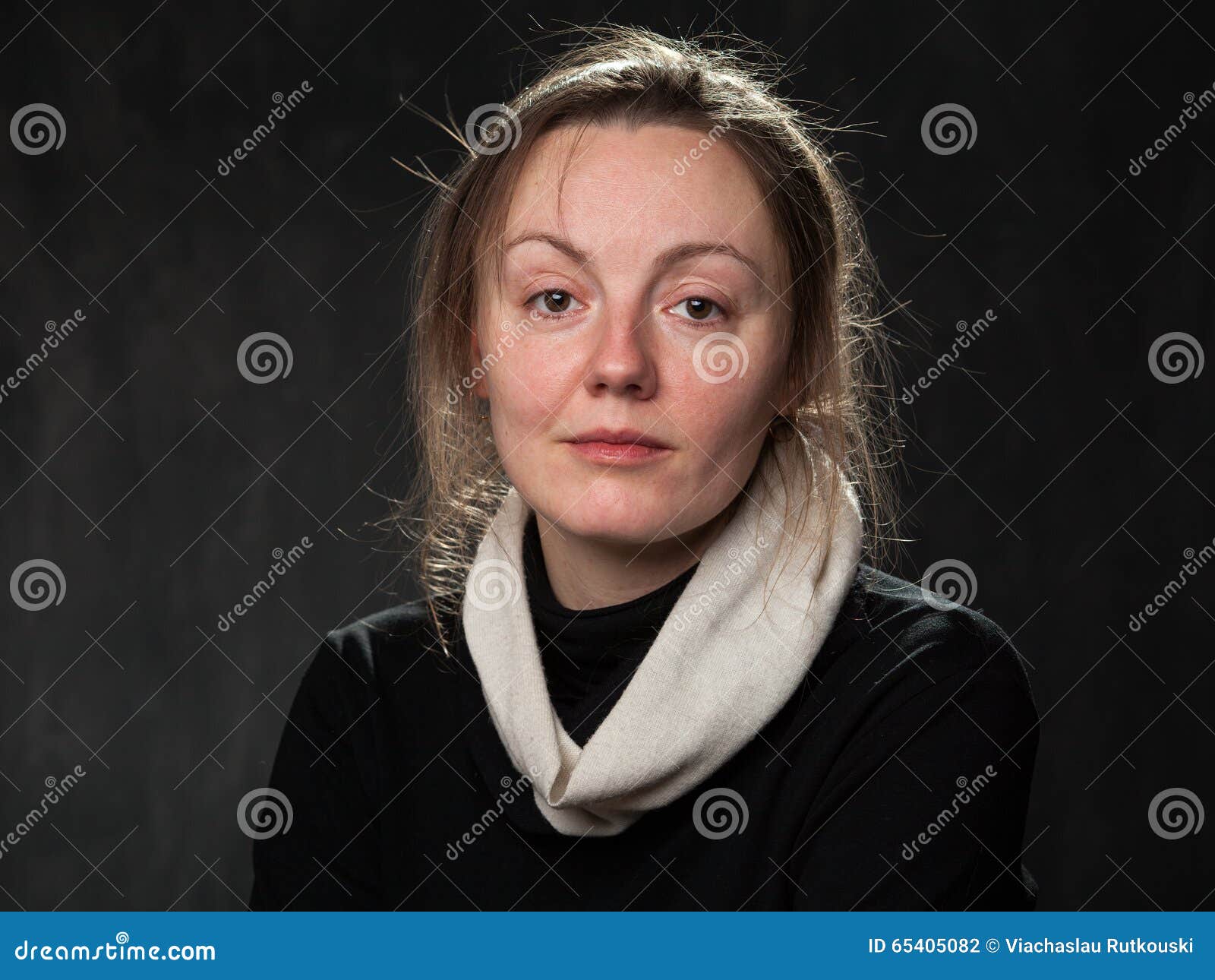 Pale Tired Woman Looking Straight Stock Photo - Image of alone ...
