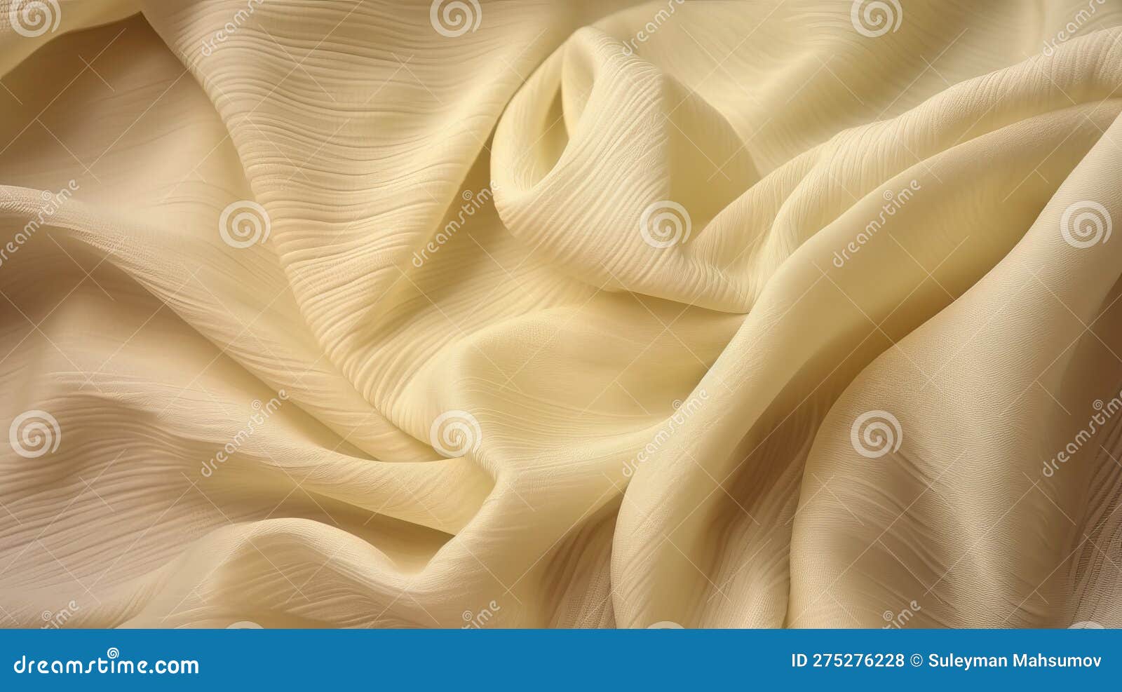 Pale Yellow Fabric Background with Wrinkles. Wavy Surface Texture Stock ...