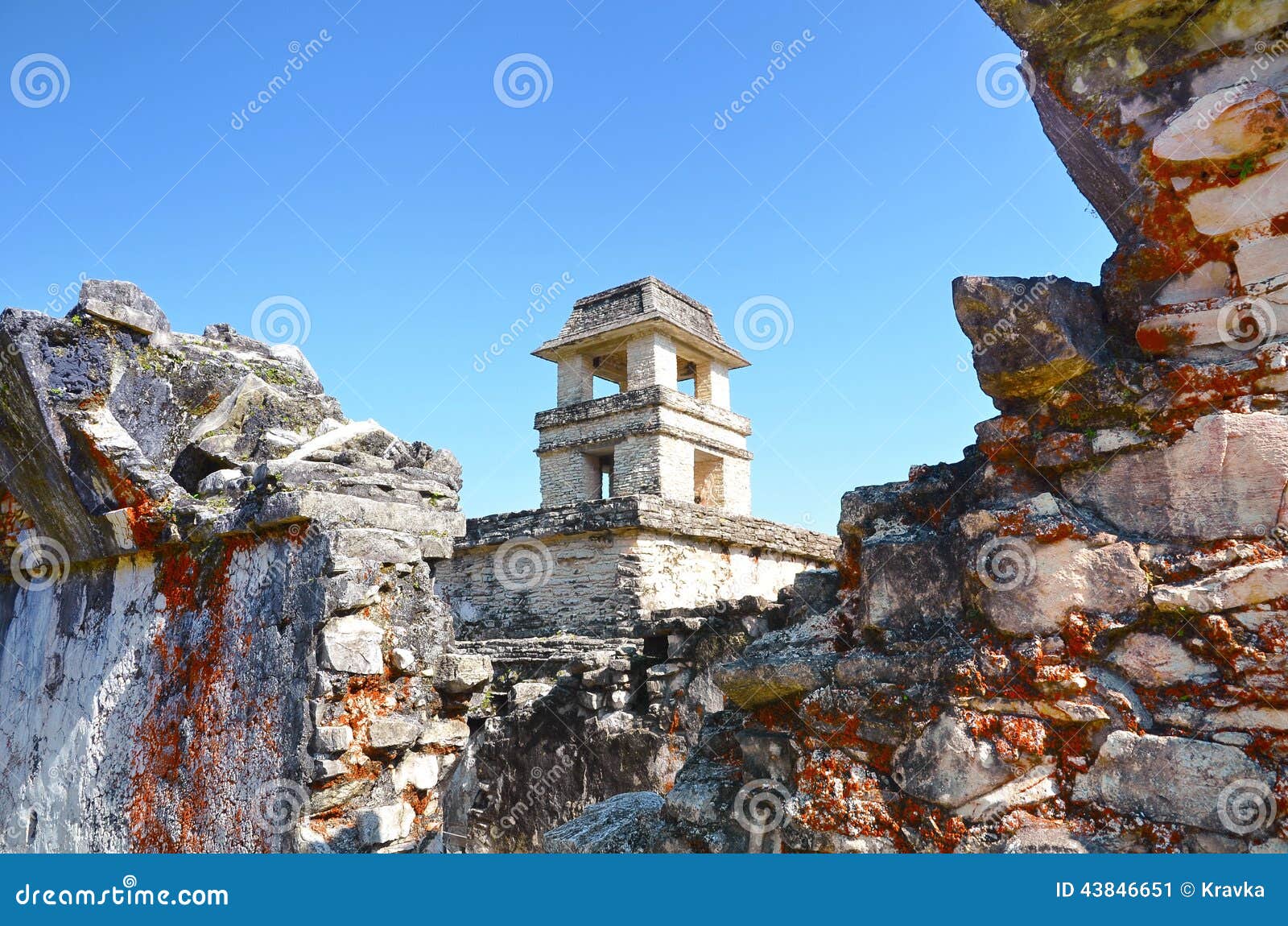 Palenque Ancient Mayan Tower the Palace Temples Stock Image - Image of ...