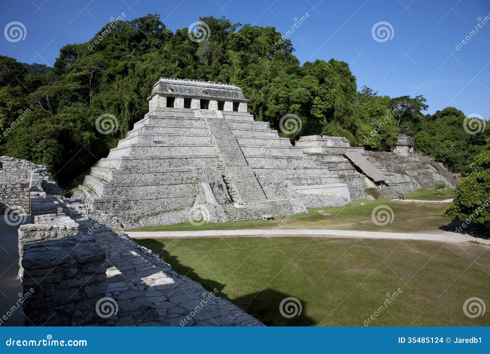Palenque, Chiapas, Mexico: Ancient Mayan Pyramid With Steps Among The ...