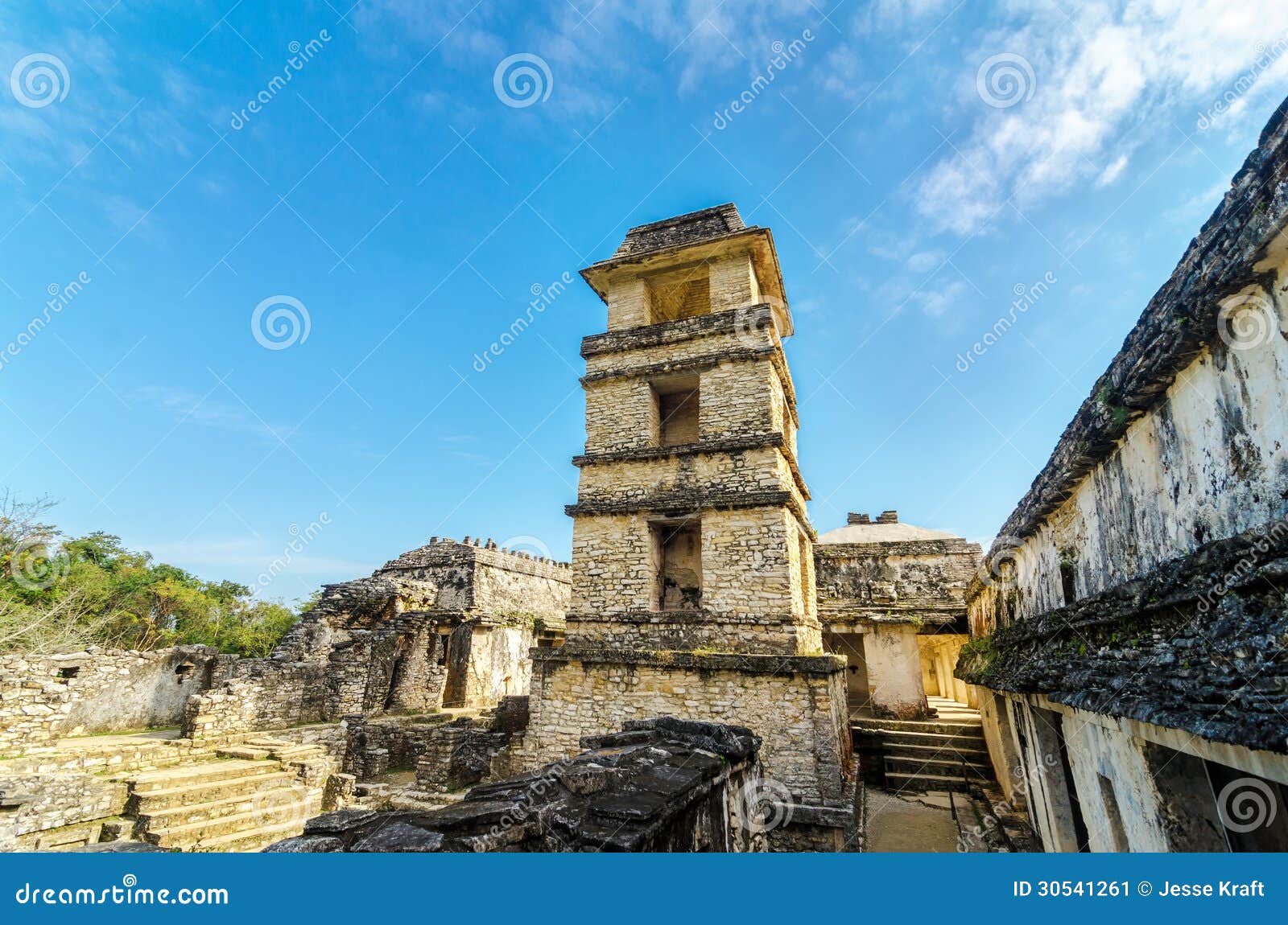 Palenque Palace Tower stock image. Image of building - 30541261