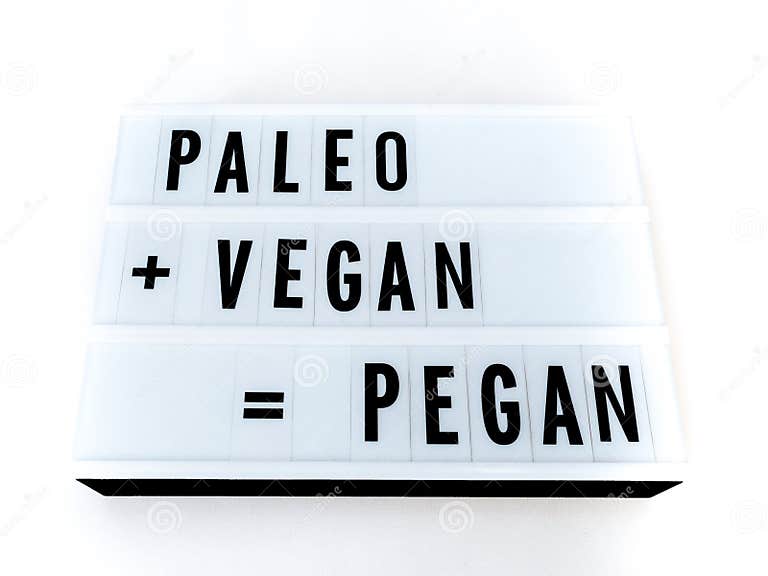 PALEO VEGAN PEGAN Text on Lightbox on White Background. Stock Photo ...