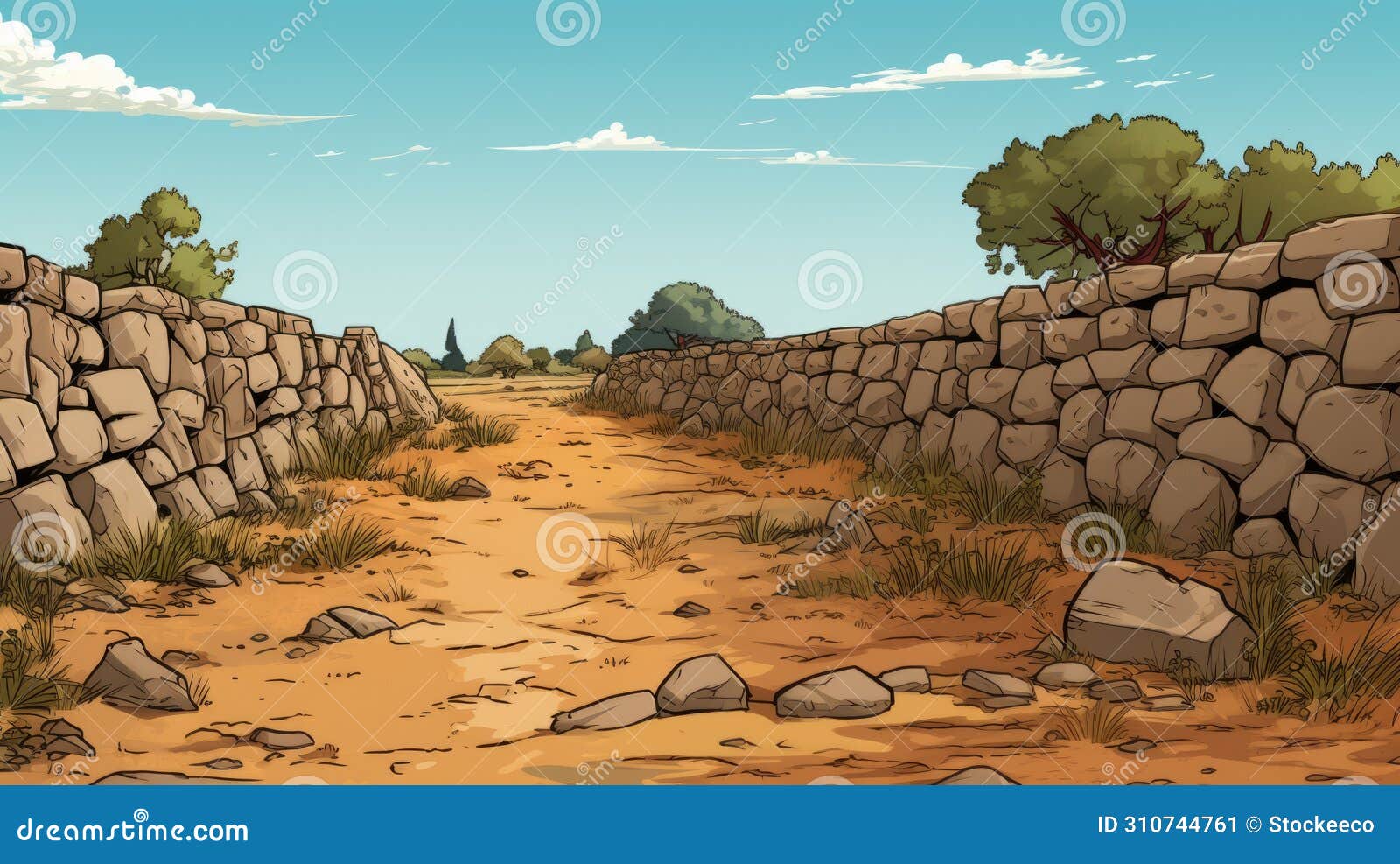 Paleolithic Comic Style Wall Art Along Spain Pathway Exploration ...