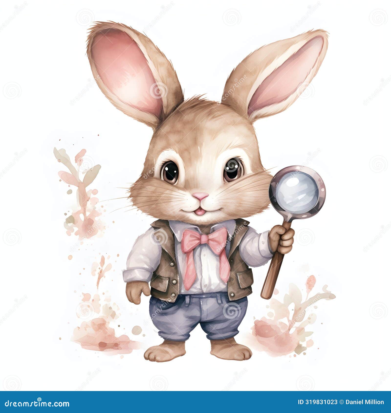 Paleontologist Cute Bunny Blue Cute Bunny Watercolor Stock Photography ...