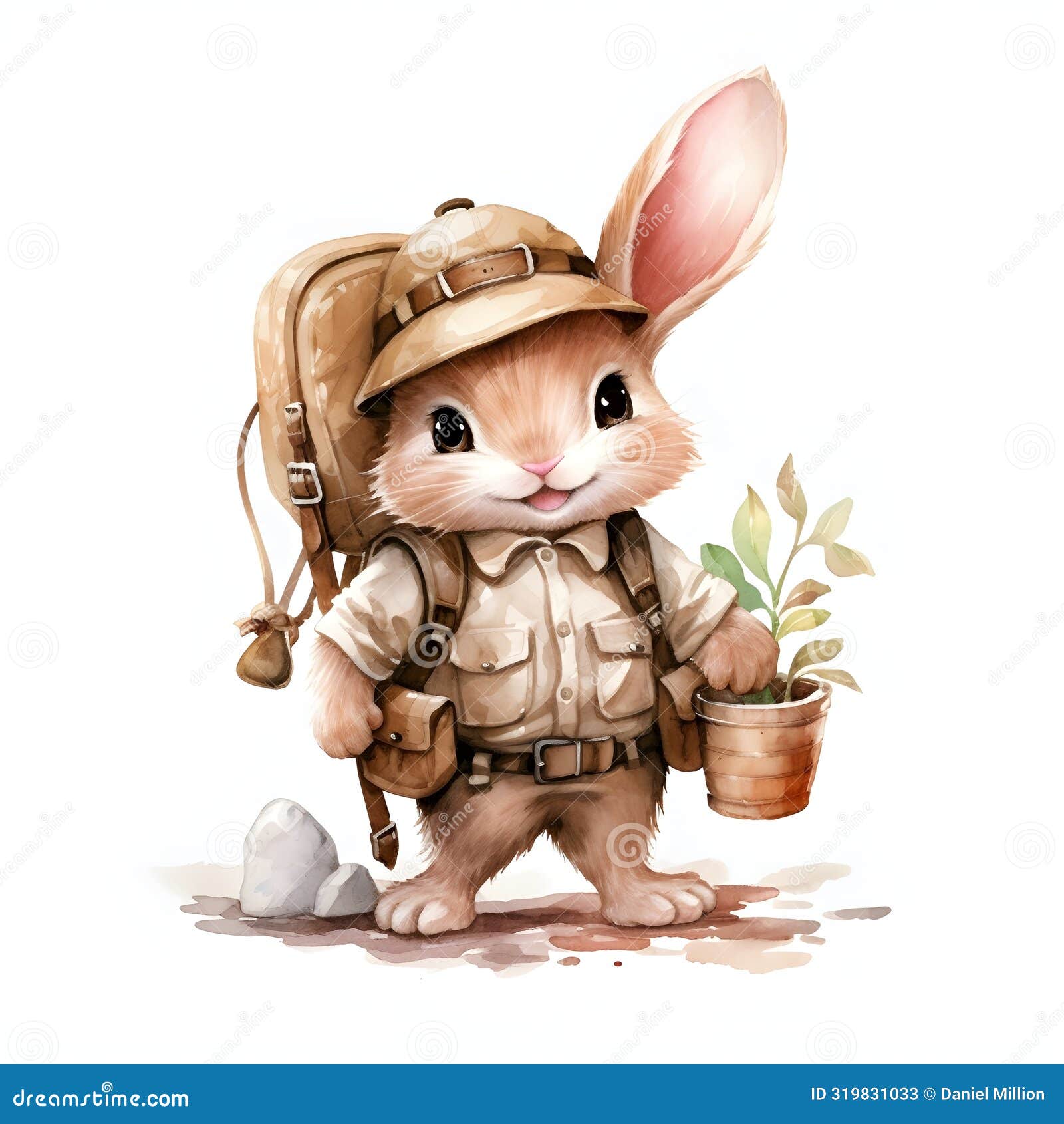 Paleontologist Cute Bunny Blue Cute Bunny Watercolor Stock Illustration ...