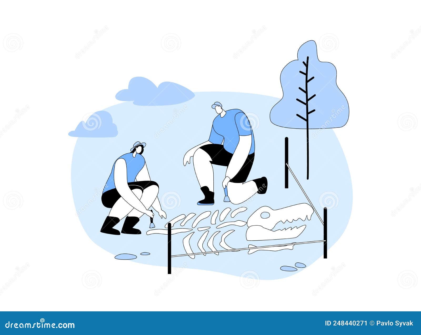 Paleontology Scientists Working On Excavations Archeologists Digging