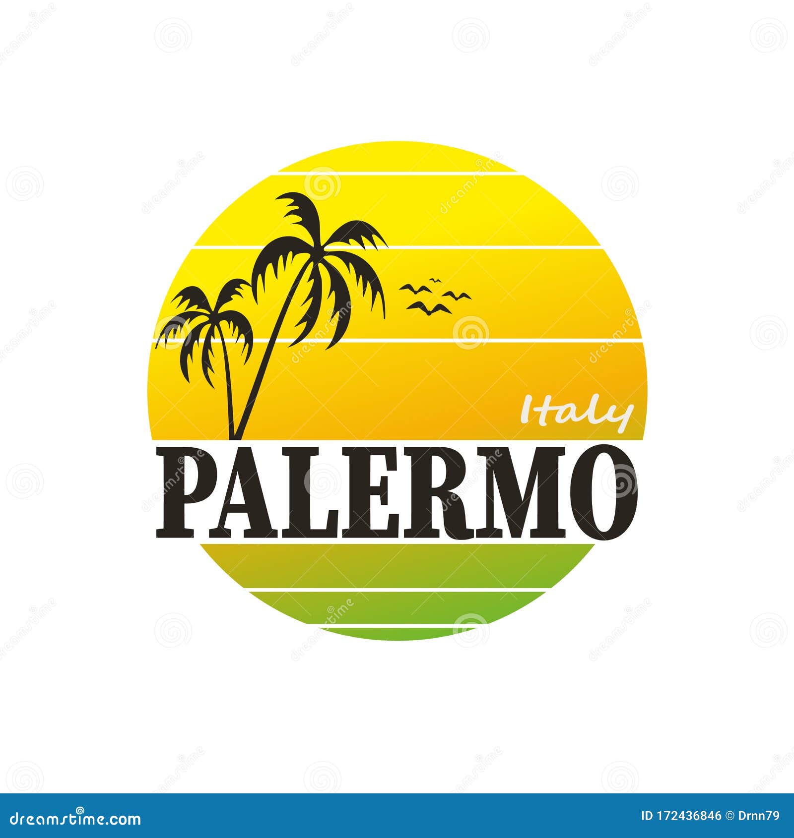 Palermo In Italy, Vector Cartoon Illustration On A White Background ...