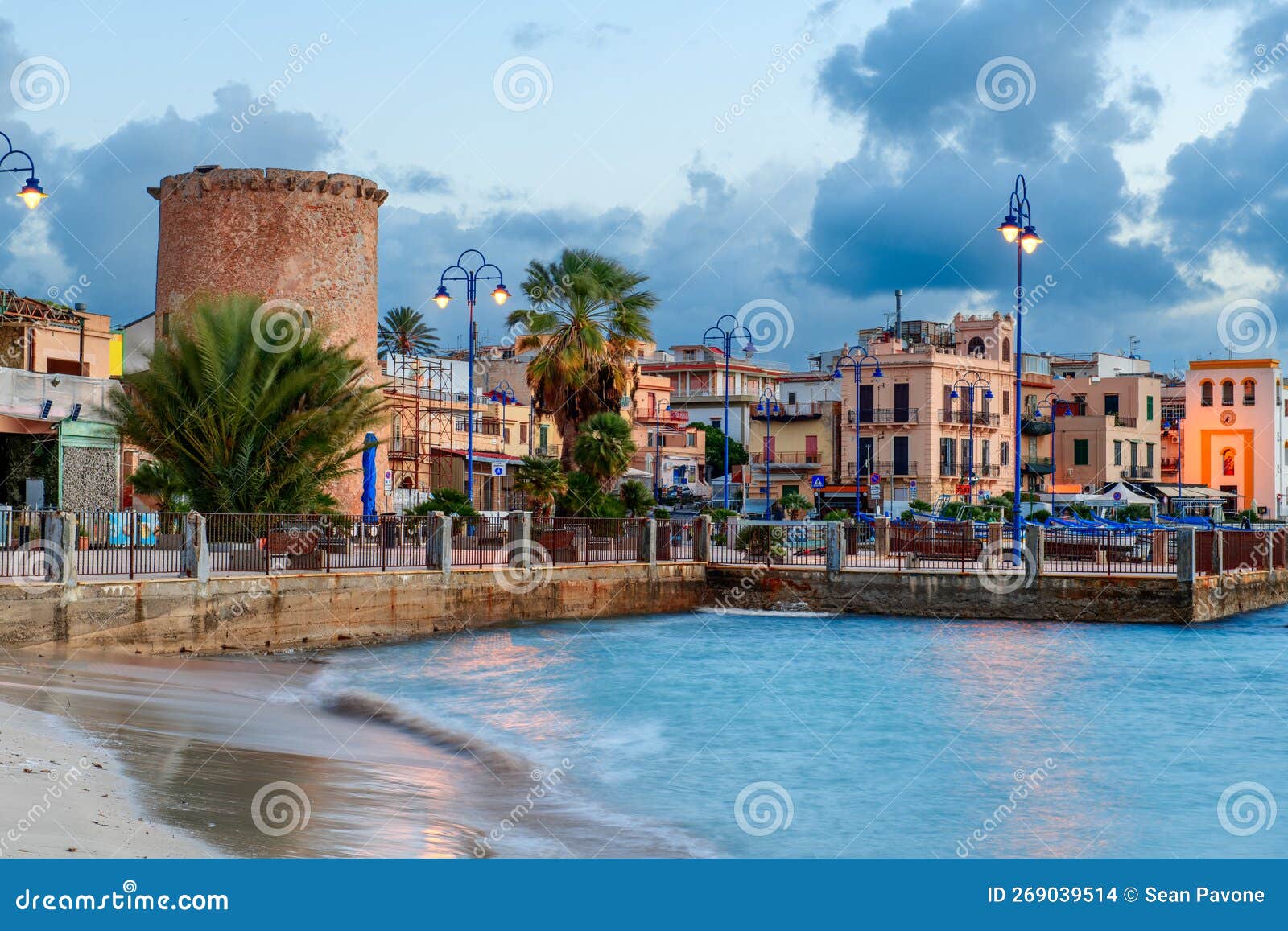 Palermo, Sicily, Italy in the Mondello on the Beach Stock Photo - Image ...