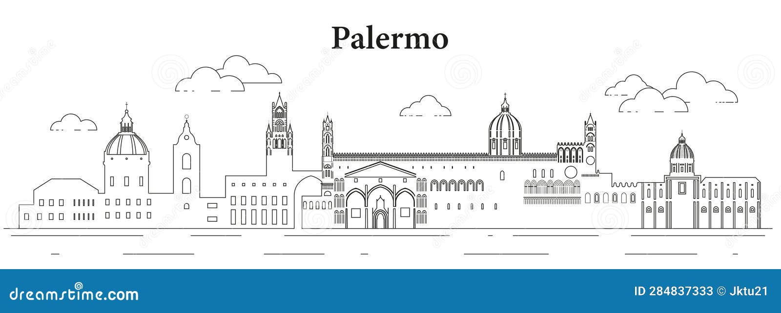 Palermo Skyline Horizontal Banner. Cartoon Vector | CartoonDealer.com ...